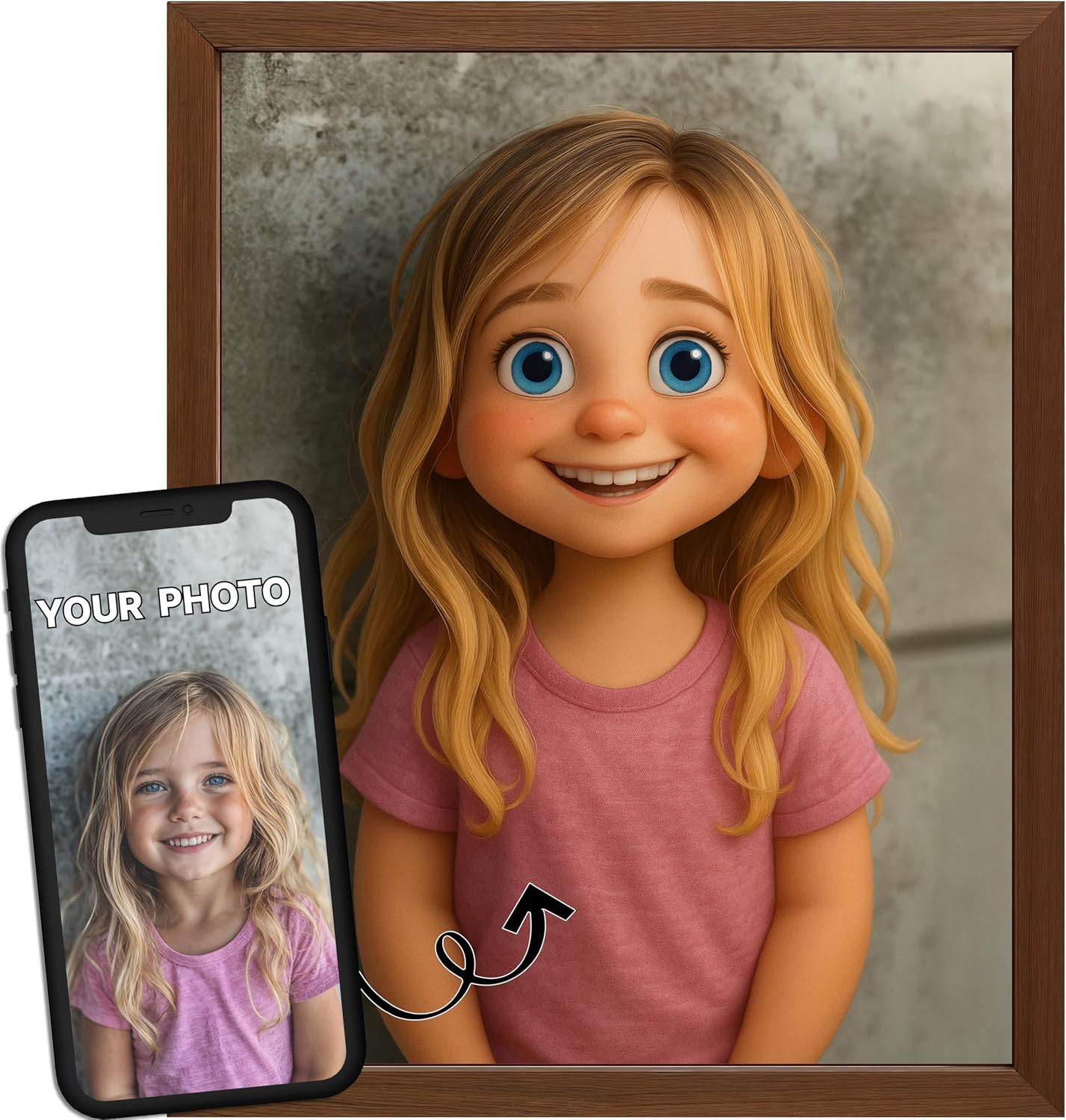 Amazon.com: Custom Pixar Style Cartoon Portrait Wall Art - Personalized ...