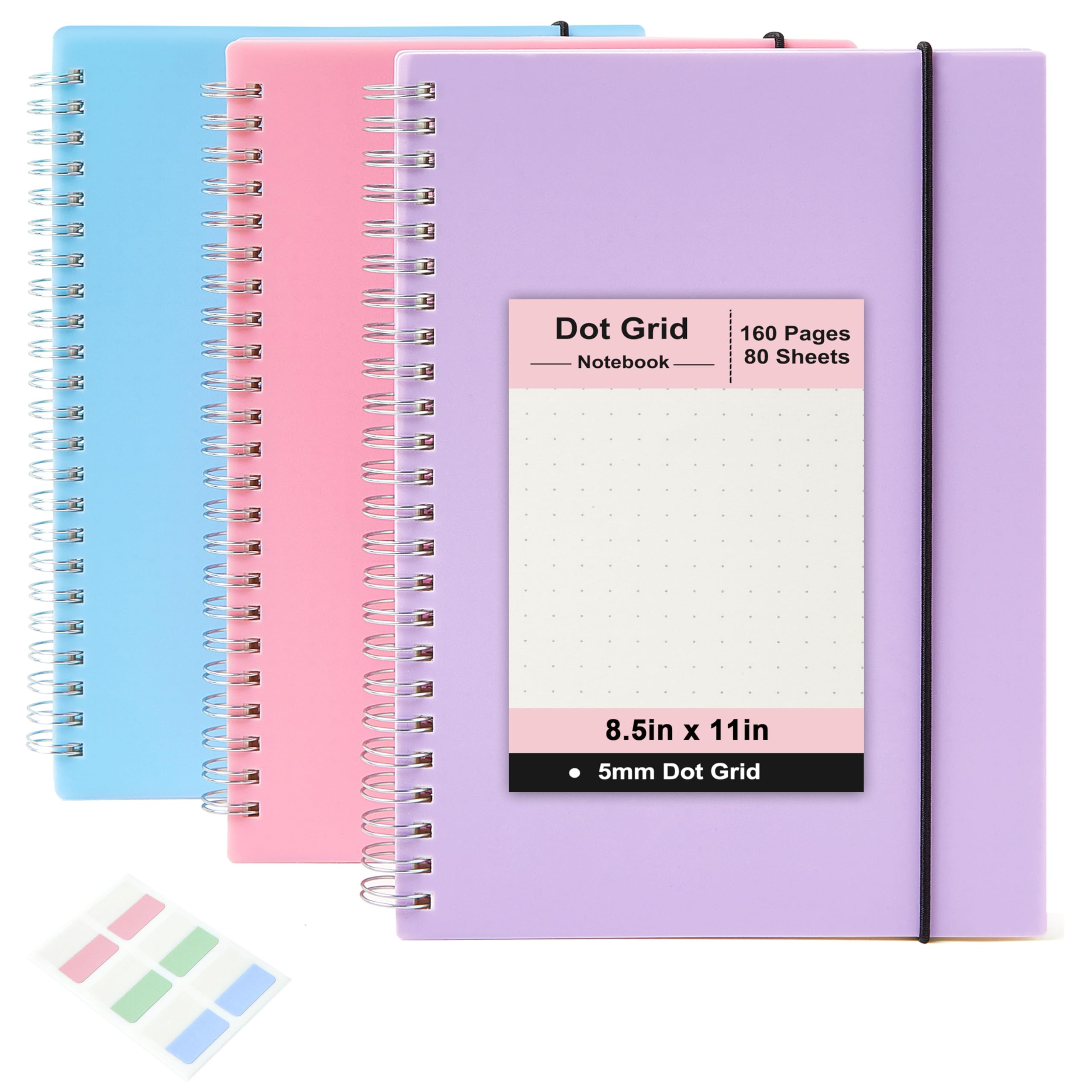 Amazon.com : MSTONAL 3 Pack Spiral Notebook, Large Dotted Notebook 8.5 ...