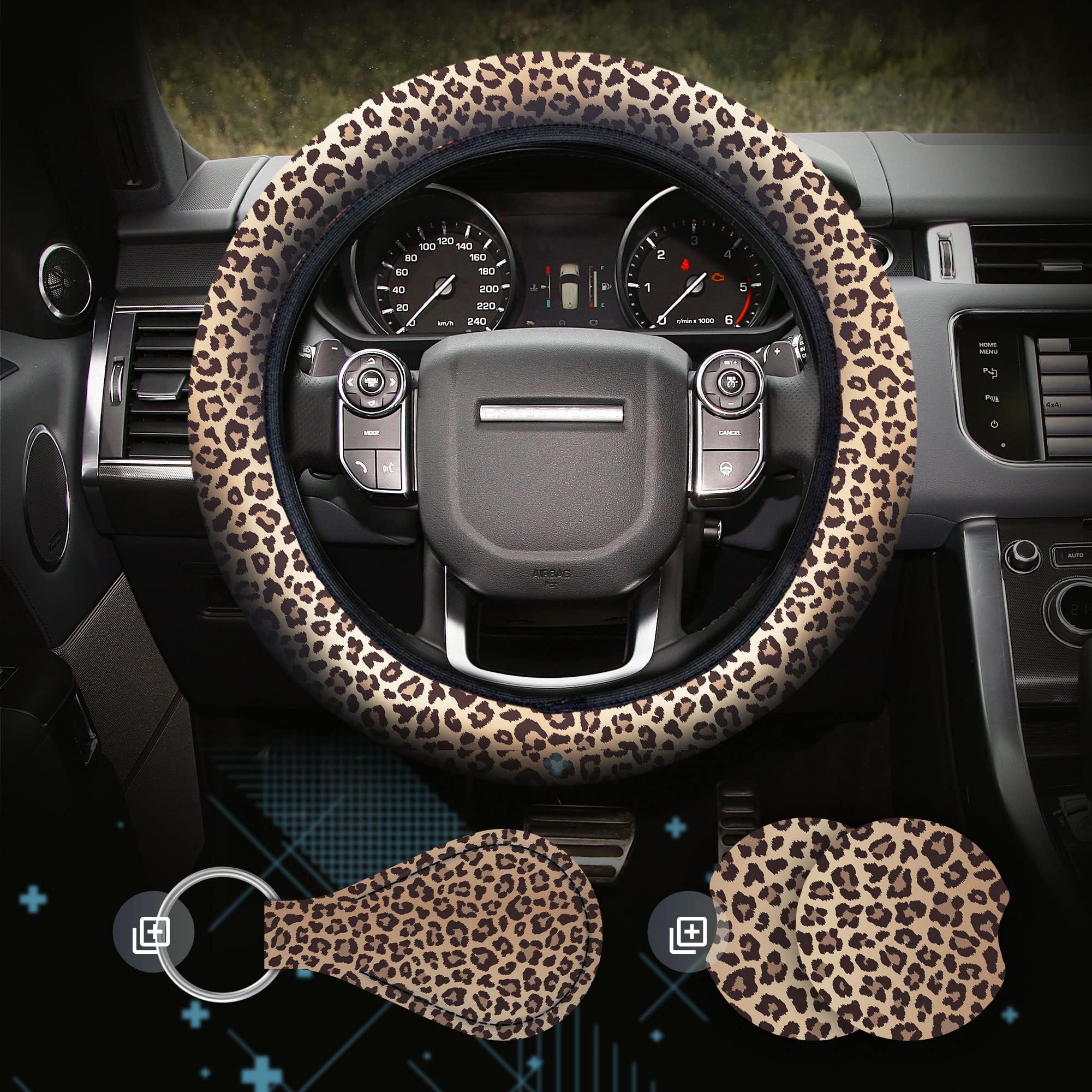 Amazon.com: Leopard Steering Wheel Covers Non Slip Neoprene Steering ...