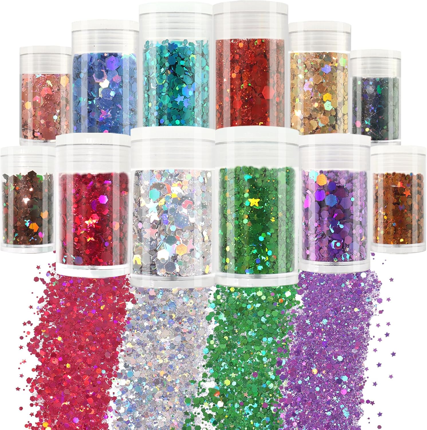 Amazon.com: Matio Holographic Chunky Glitter,12 Colors Assorted Craft ...