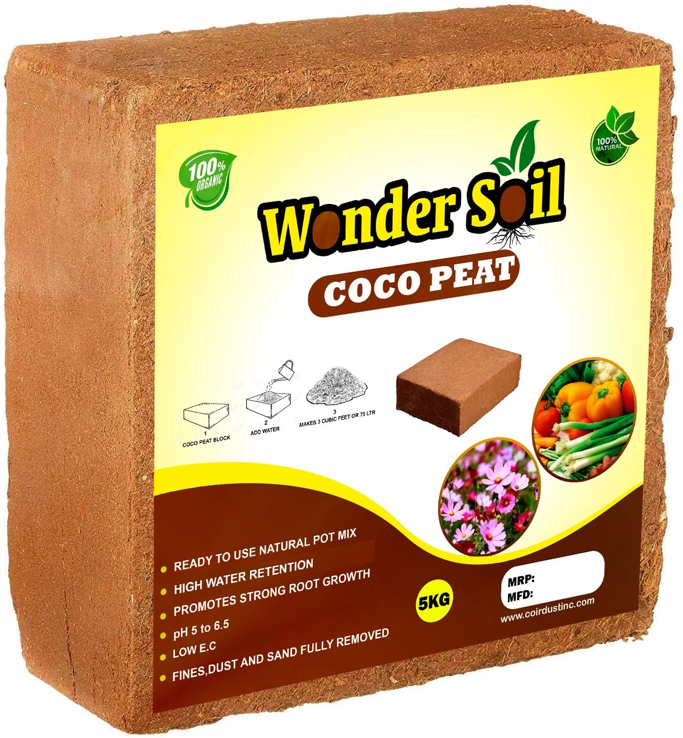 Wonder Soil Coco Peat for Hydroponic Plants, Kitchen Gardening and ...