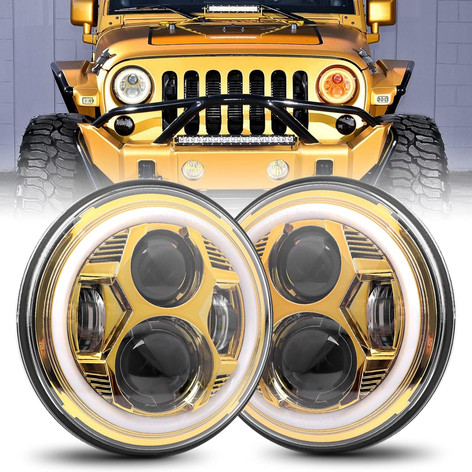 Amazon.com: BESURE 7 inch LED Headlights Compatible with Jeep Wrangler ...