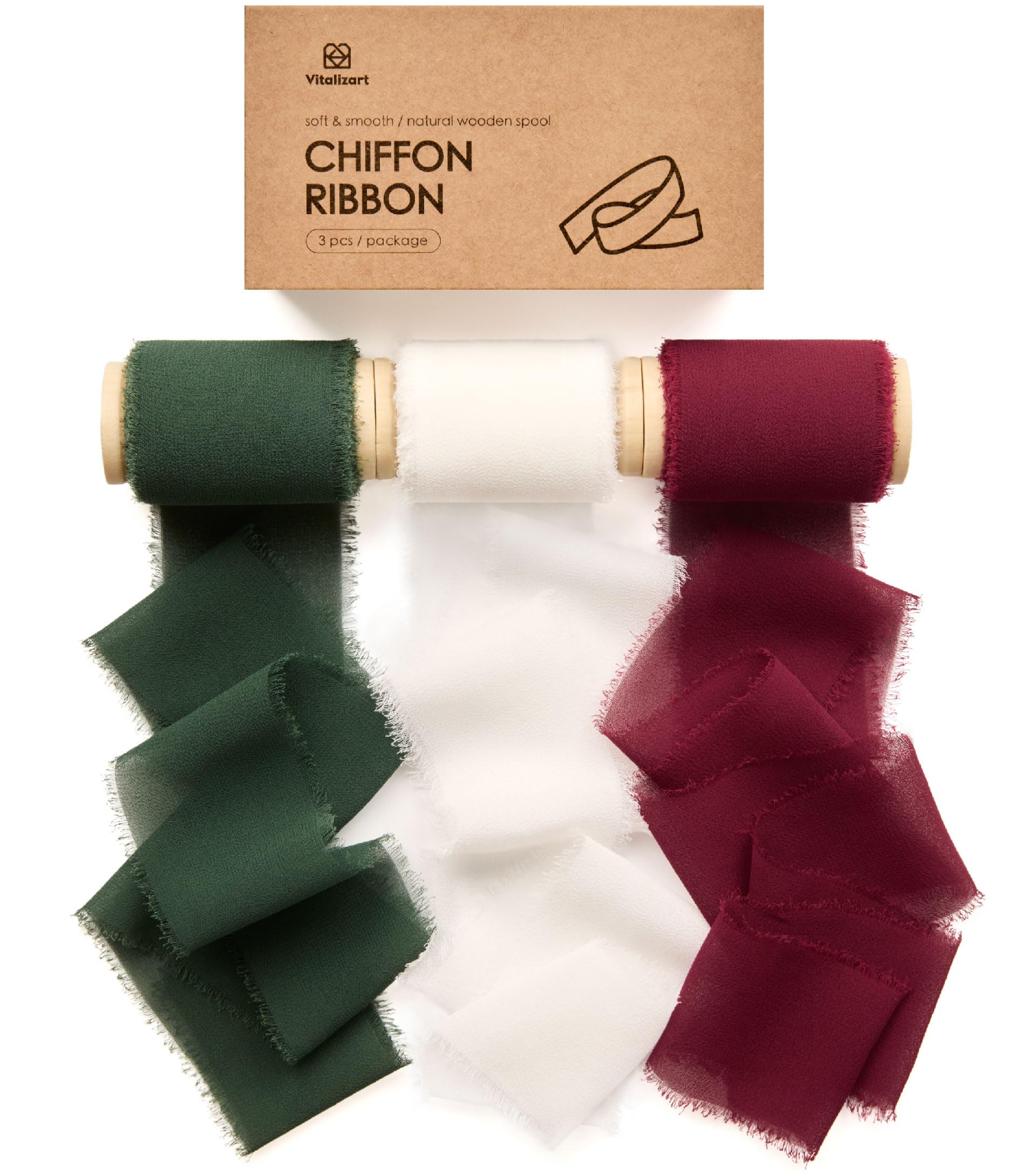 Amazon.com: Vitalizart Christmas Chiffon Ribbon 2" x 15 Yd Silk Like ...