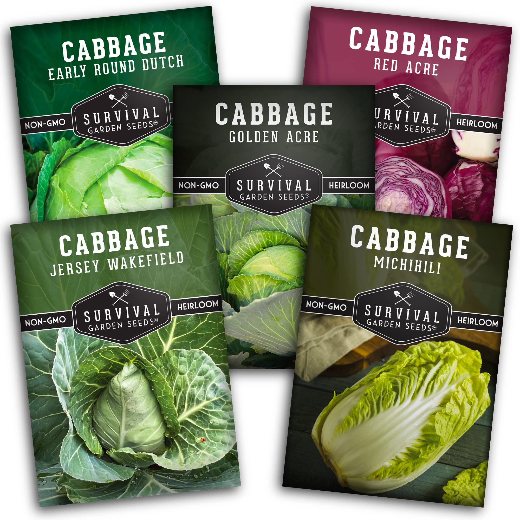 Amazon.com : Survival Garden Seeds Cabbage Collection Seed Vault - 5 ...