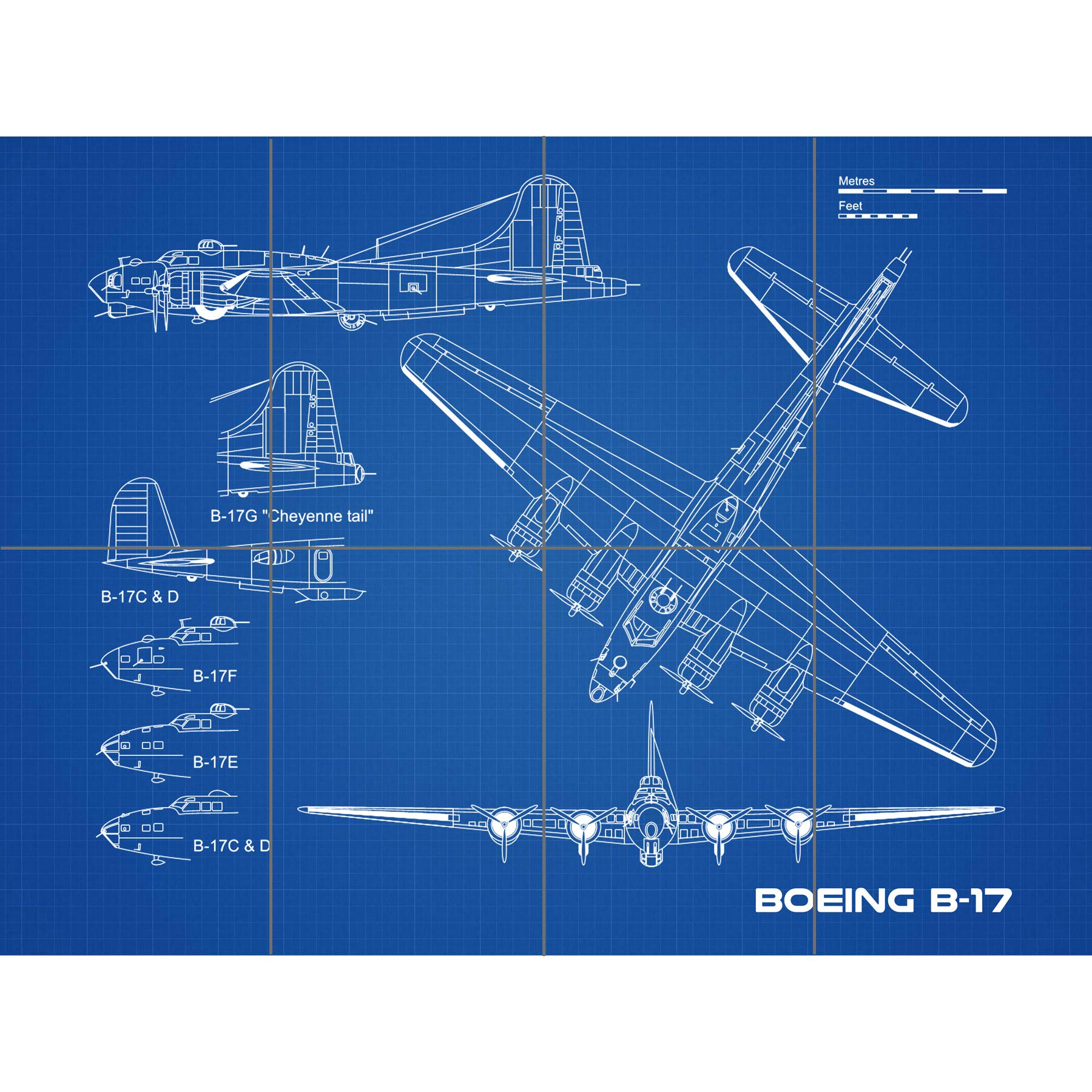 Buy Artery8 Boeing B-17 Flying Fortress Plane Blueprint Plan XL Giant ...