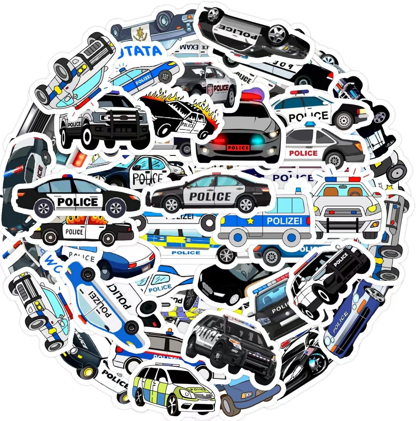Amazon.com: GUSSTA Police Car Stickers, 50 Pieces Cartoon Police Vinyl ...