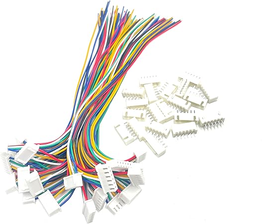 Amazon.com: 20 Pairs Mini Micro 6 Pin JST XH 2.54mm Cable Connector, JST XH 2.54mm Pitch 6 Pin ...