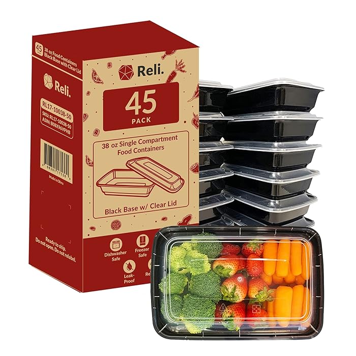 Buy Reli. Meal Prep Containers, 38 oz. | 45 Pack | Large 1 Compartment ...