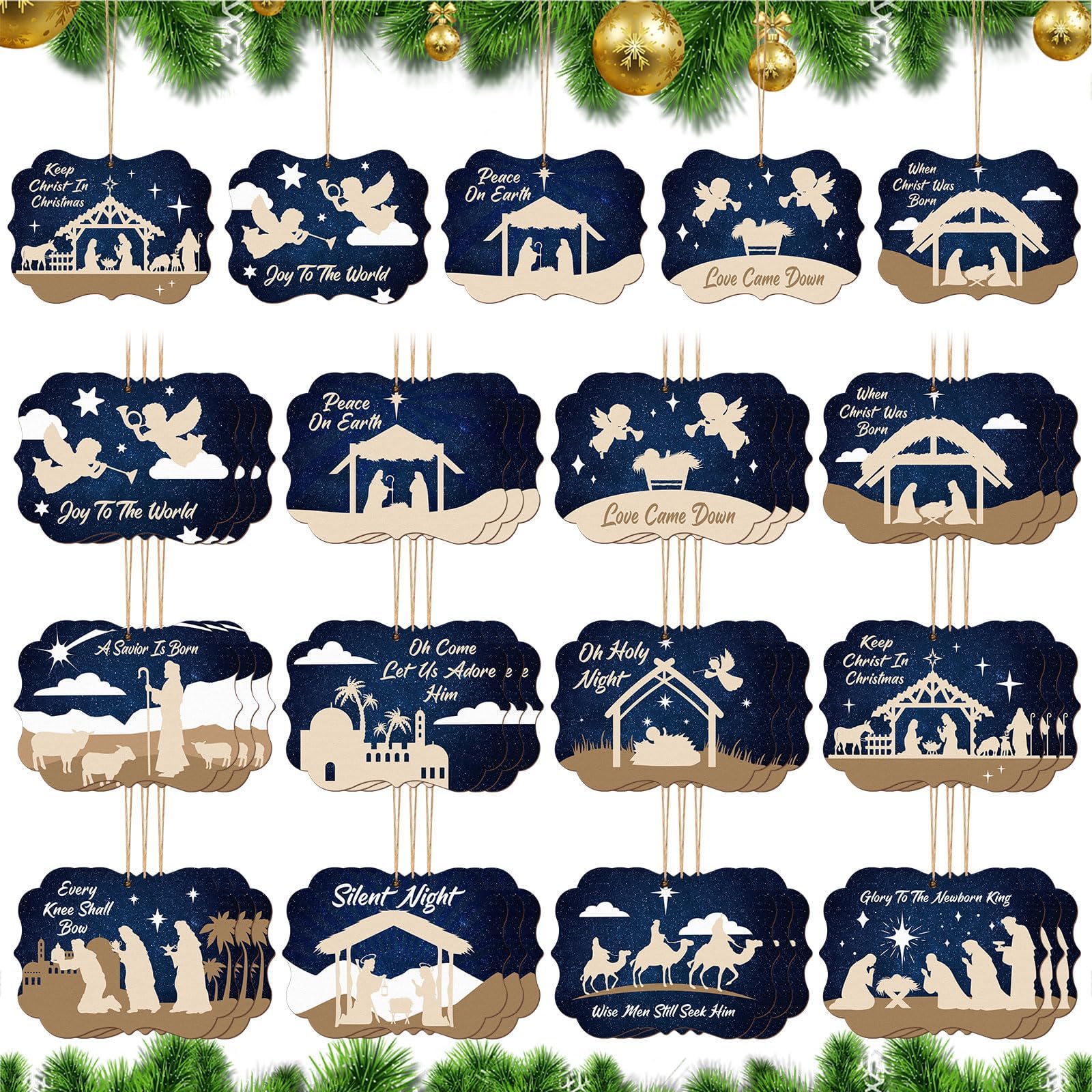 Amazon.com: Soaoo 36 Pcs Christian Ornaments for Christmas Tree ...