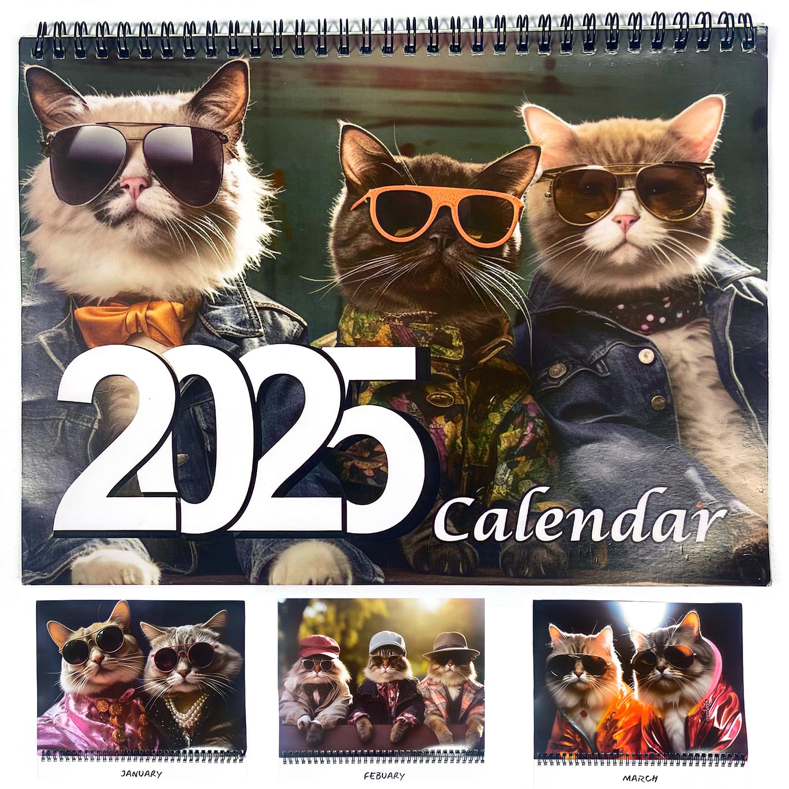 Snapklik.com : 2025 Wall Calendar 12 Months - Stylish Cats Hanging ...