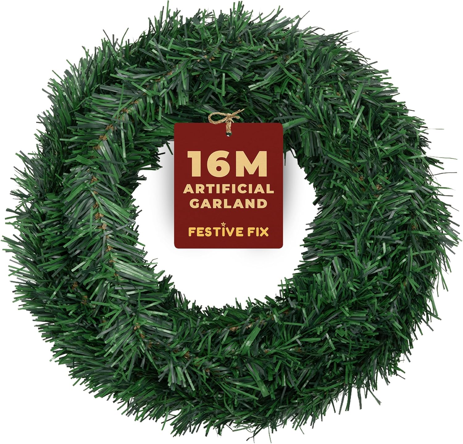 Festive Fix 52FT (16M) Green Christmas Garland – Realistic Artificial ...
