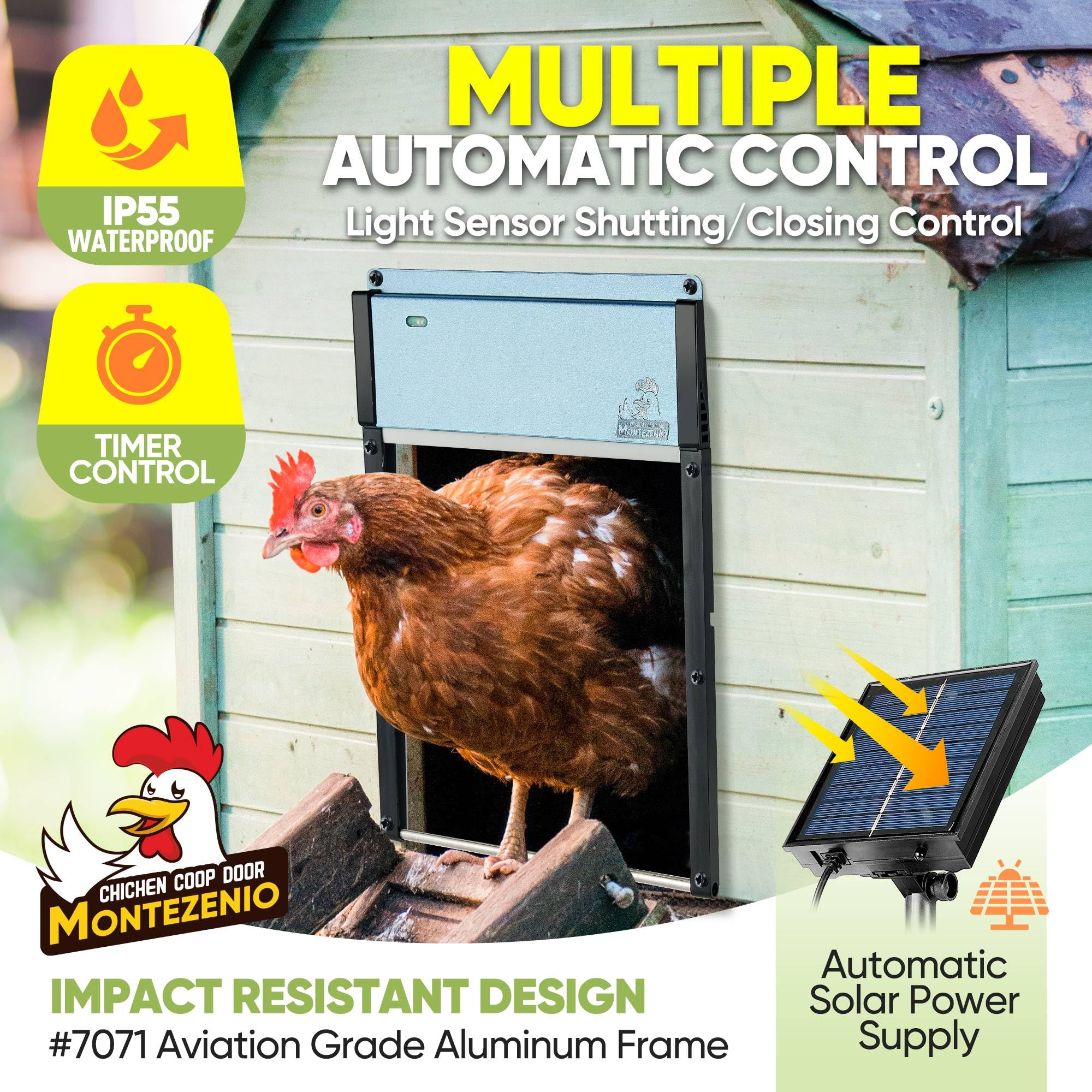 Snapklik.com : 2023 Upgraded Automatic Chicken Coop Door, Solar Chicken ...