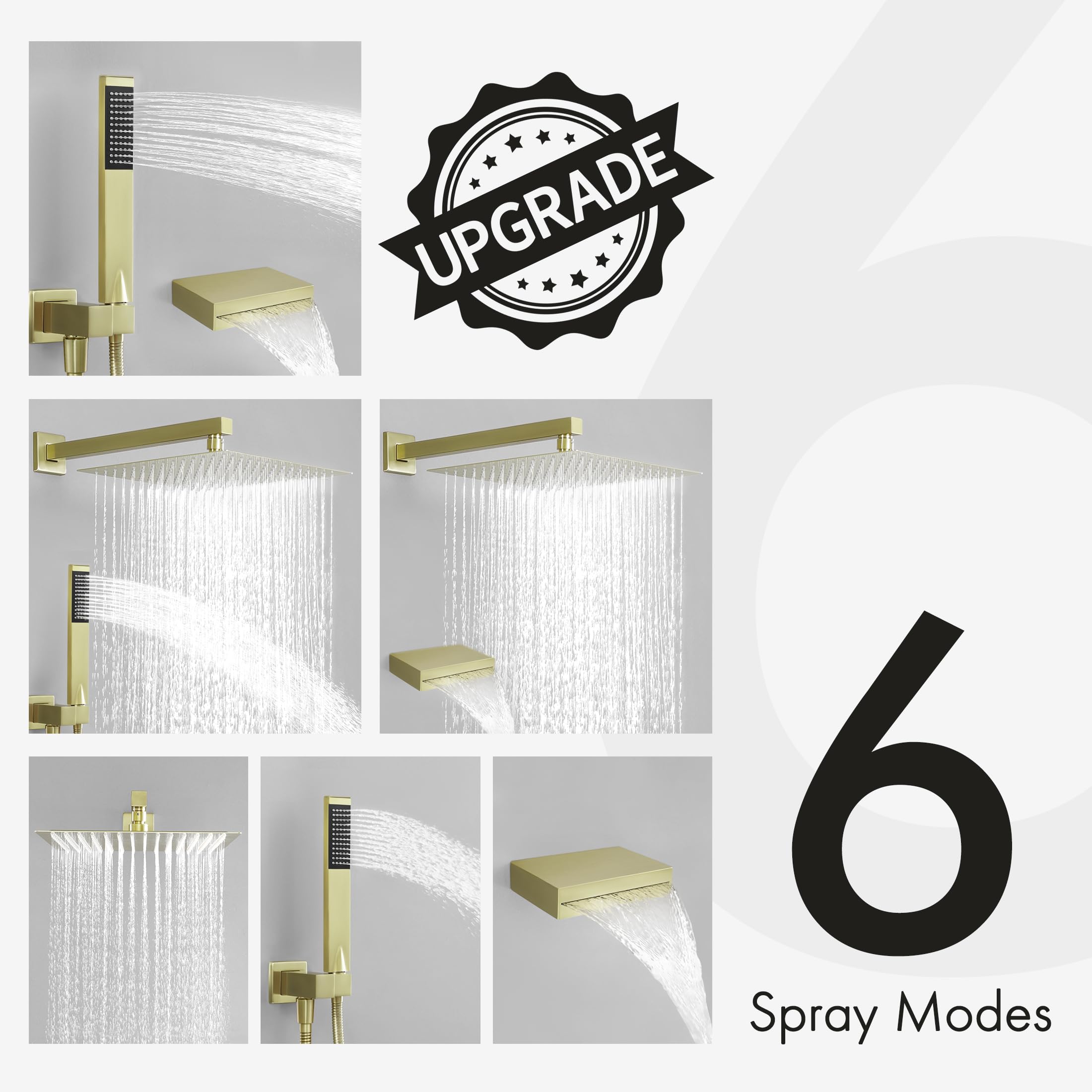 KES Gold Shower Faucet Set, Shower and Tub Faucets Sets Complete, Shower System with Waterfall ...