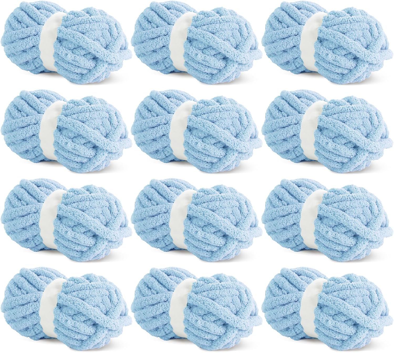 Amazon.com: HOMBYS Sky Blue Chunky Chenille Yarn for Crocheting, Bulky ...