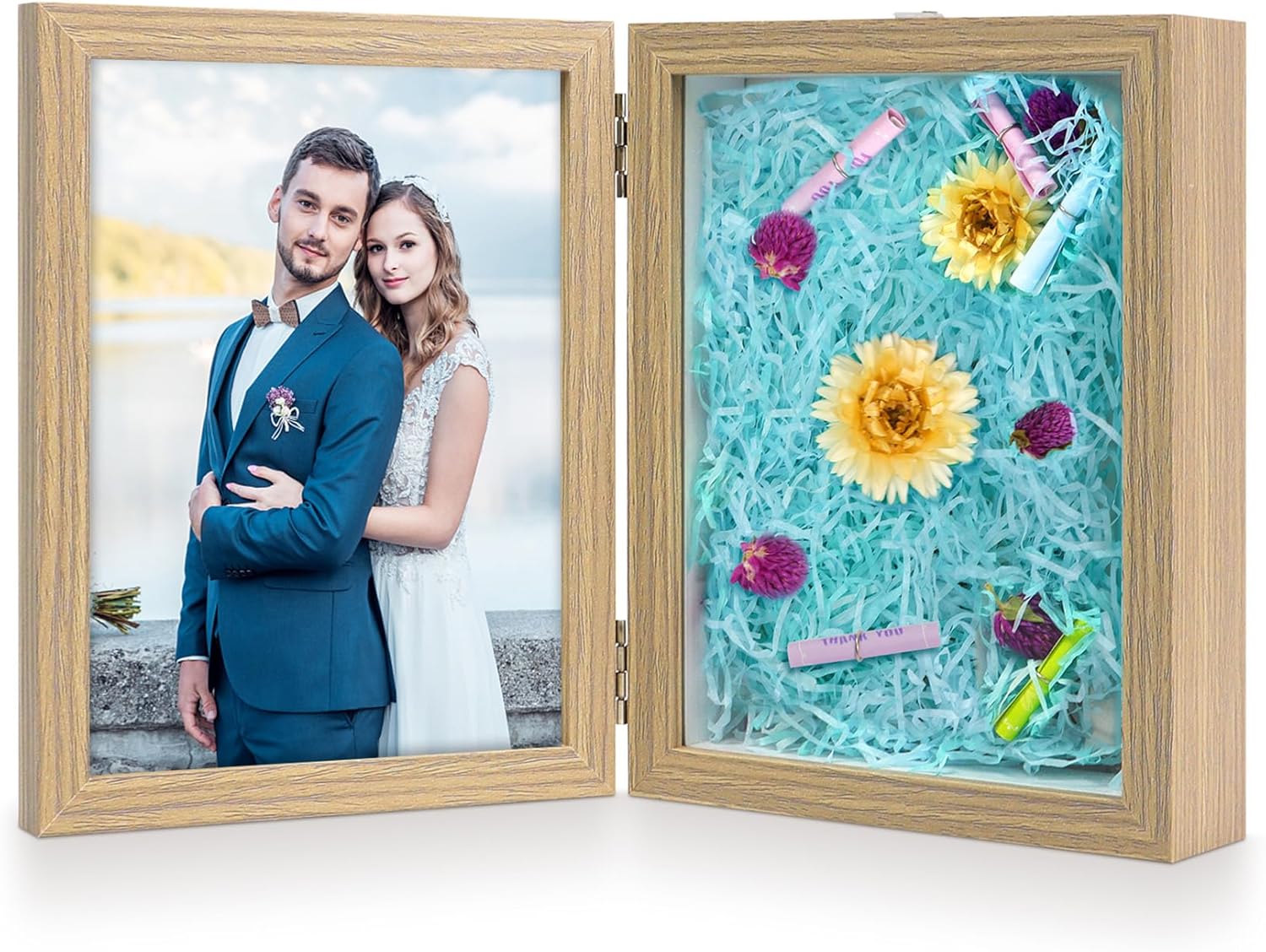 Amazon.com - ZEEYUAN 5x7 Picture Frames Double Hinged MDF Wood Shadow ...