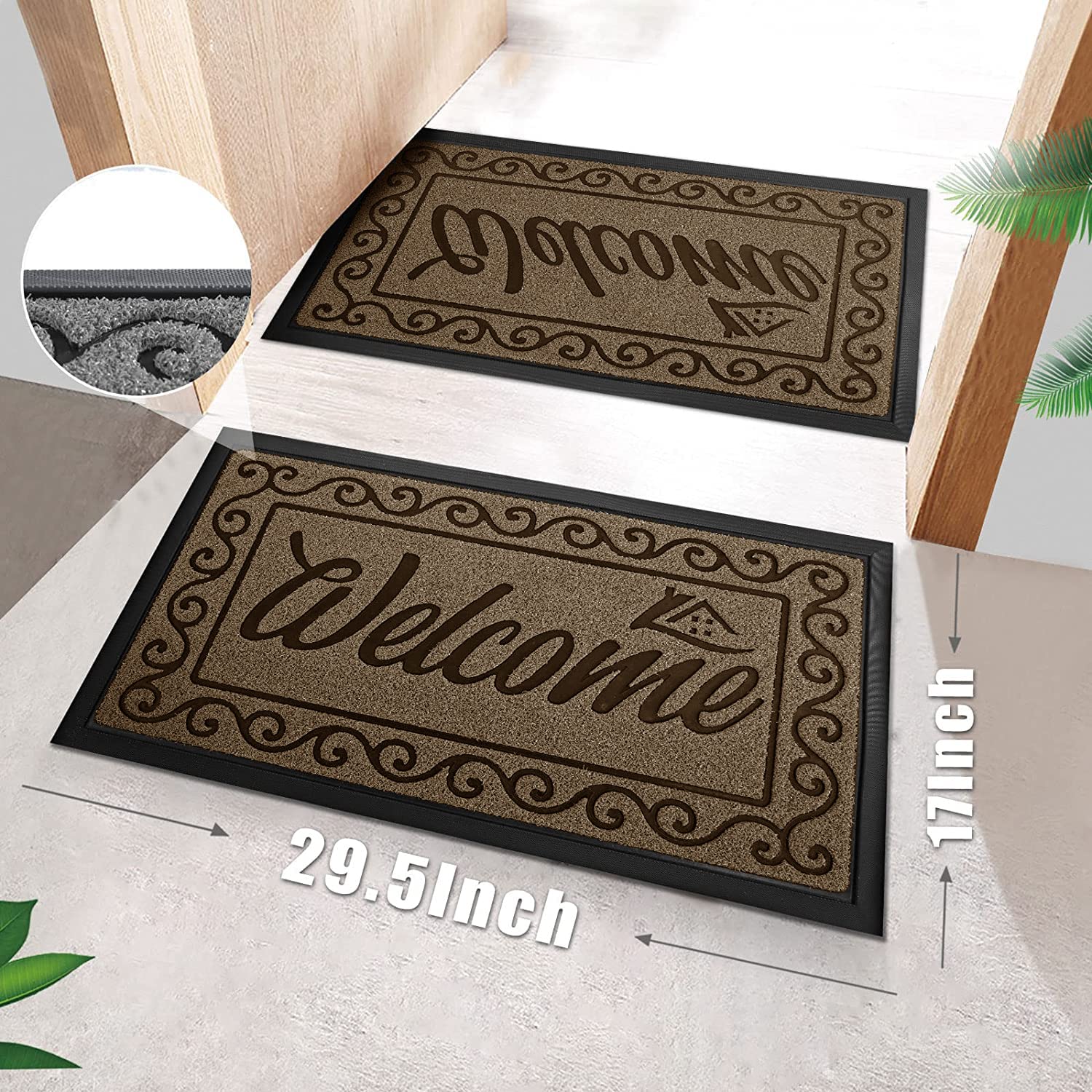 Yimobra Welcome Front Door Mat, Heavy Duty Easy Clean Doormat Indoor ...