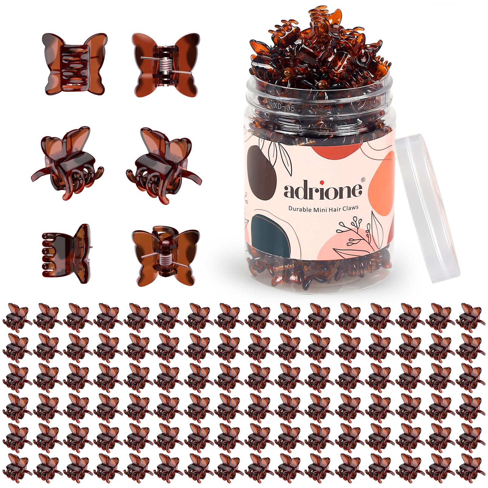 Amazon.com : ADRIONE Brown Small Butterfly Hair Claw Clip - 100 Pack ...