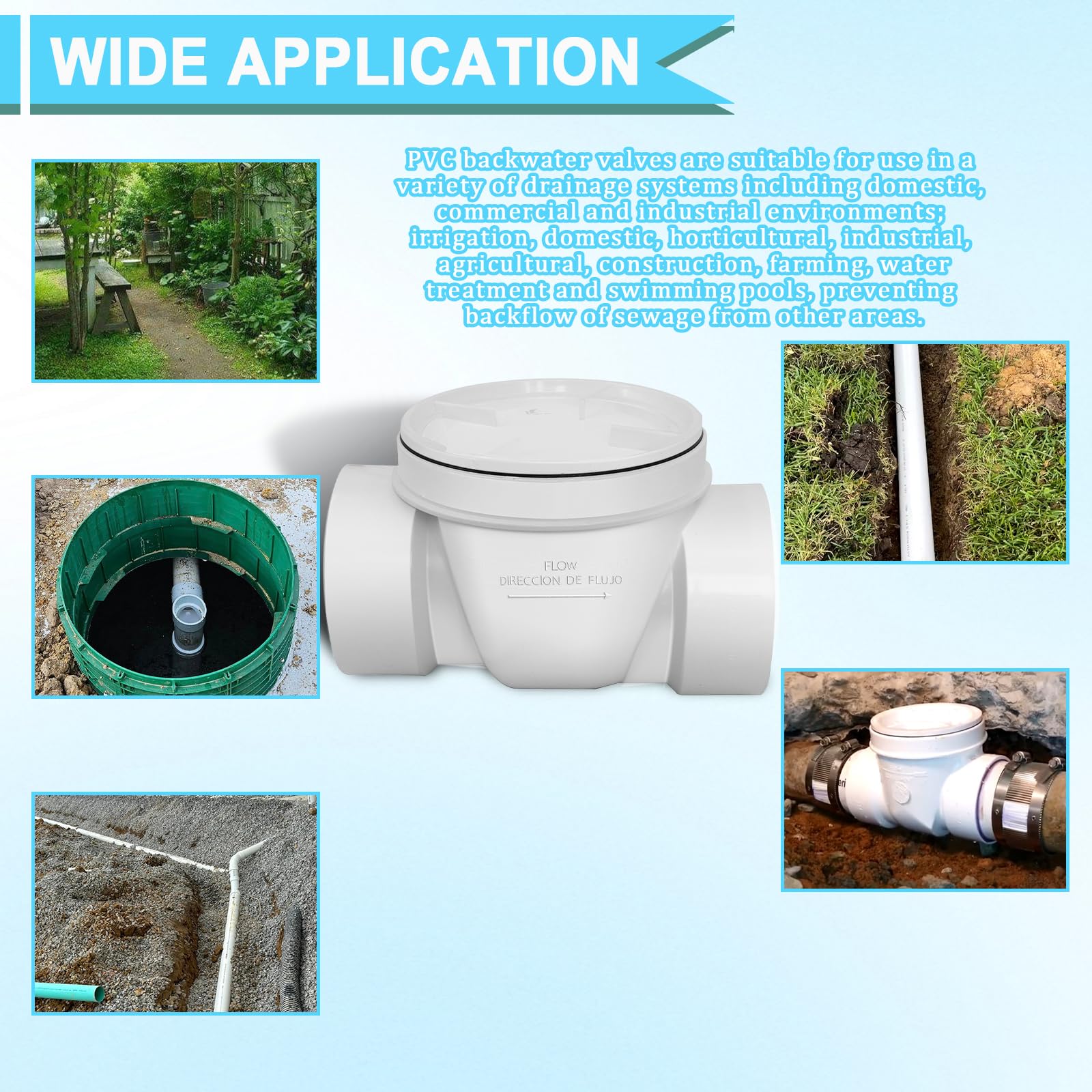 Snapklik.com : PVC Backwater Valve,4 Inch Drain Backflow Preventer ...
