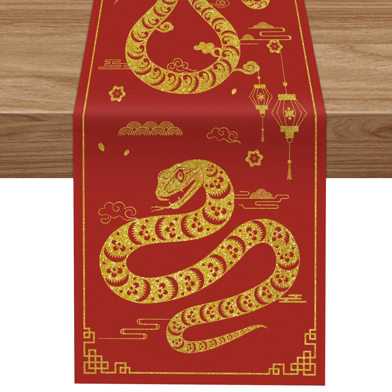 Amazon.com: Gold Snake Table Runner, 2025 Chinese New Year Dinner Table ...