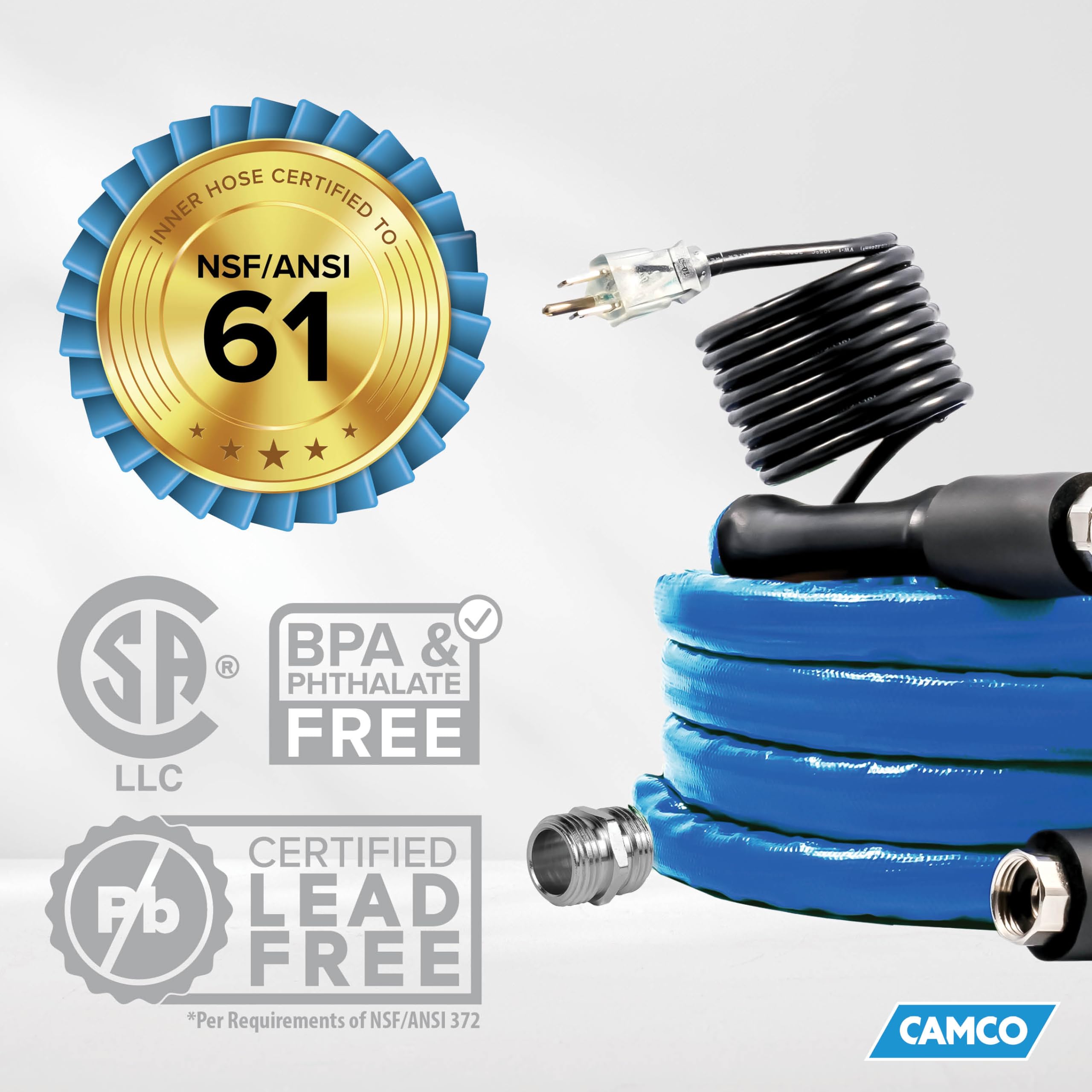 Camco 12-Foot Heated Drinking Water Hose | Features Water Line Freeze ...
