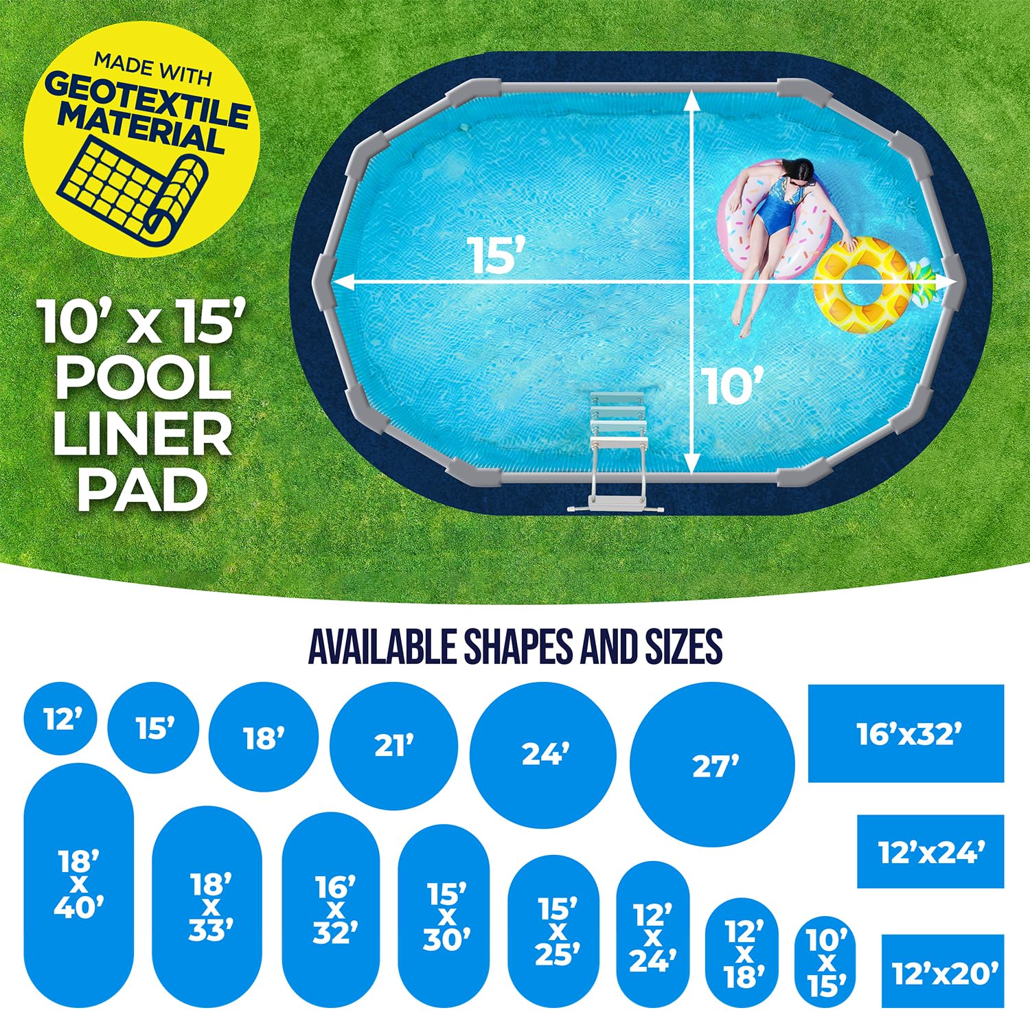 Snapklik.com : Shop Square 10-Foot-by-15-Foot Oval Pool Liner Pad For ...