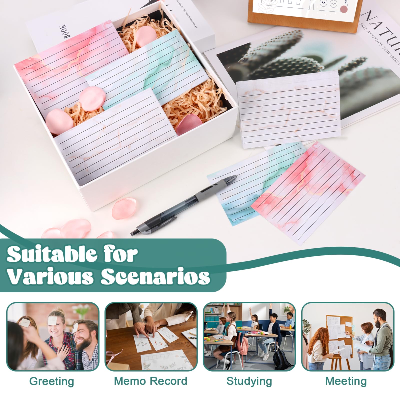 Snapklik.com : 300 Pack Colored Index Cards 3x5 Marble Notecards Lined ...