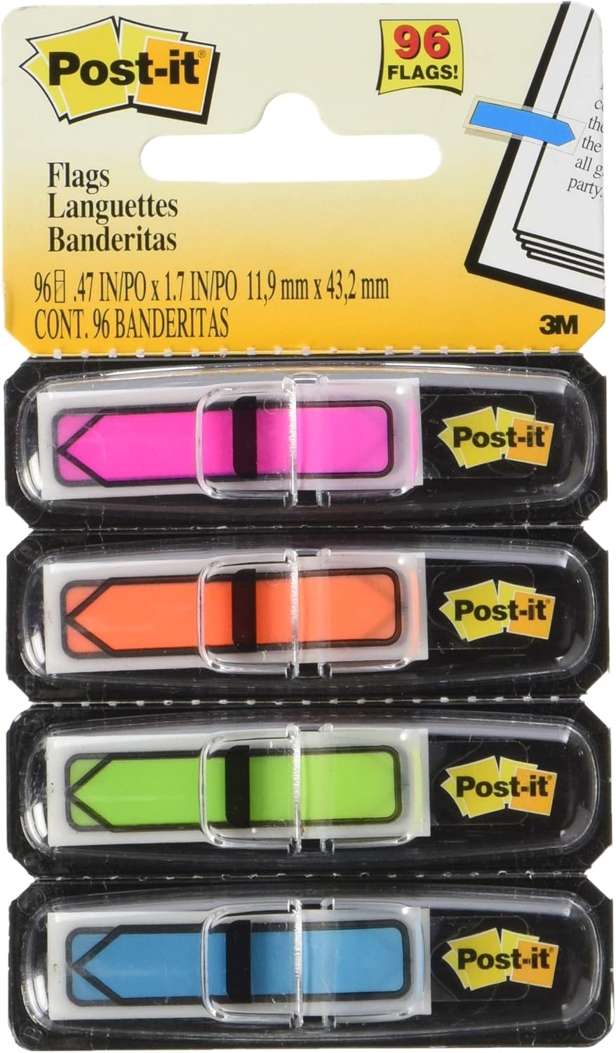 Amazon.com : Post-it 684ARR4 Arrow 1/2-Inch Page Flags, Four Assorted ...