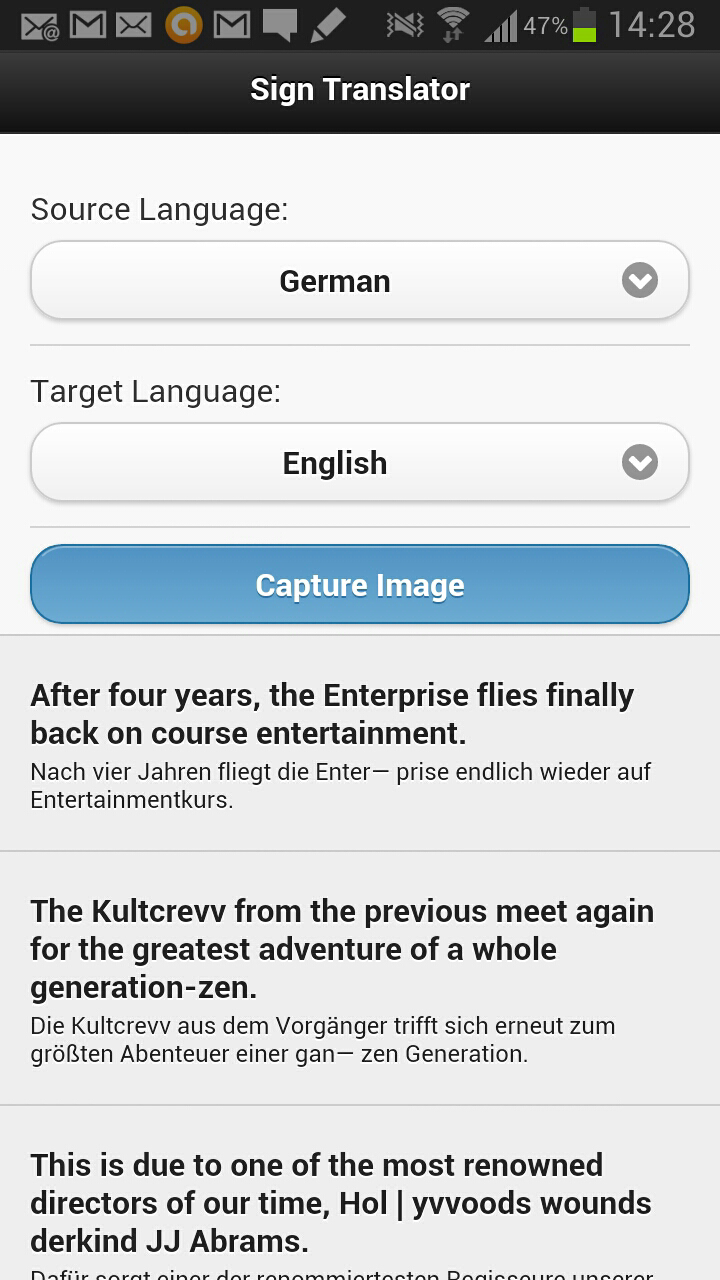 Aplicación Sign Translator en Amazon Appstore