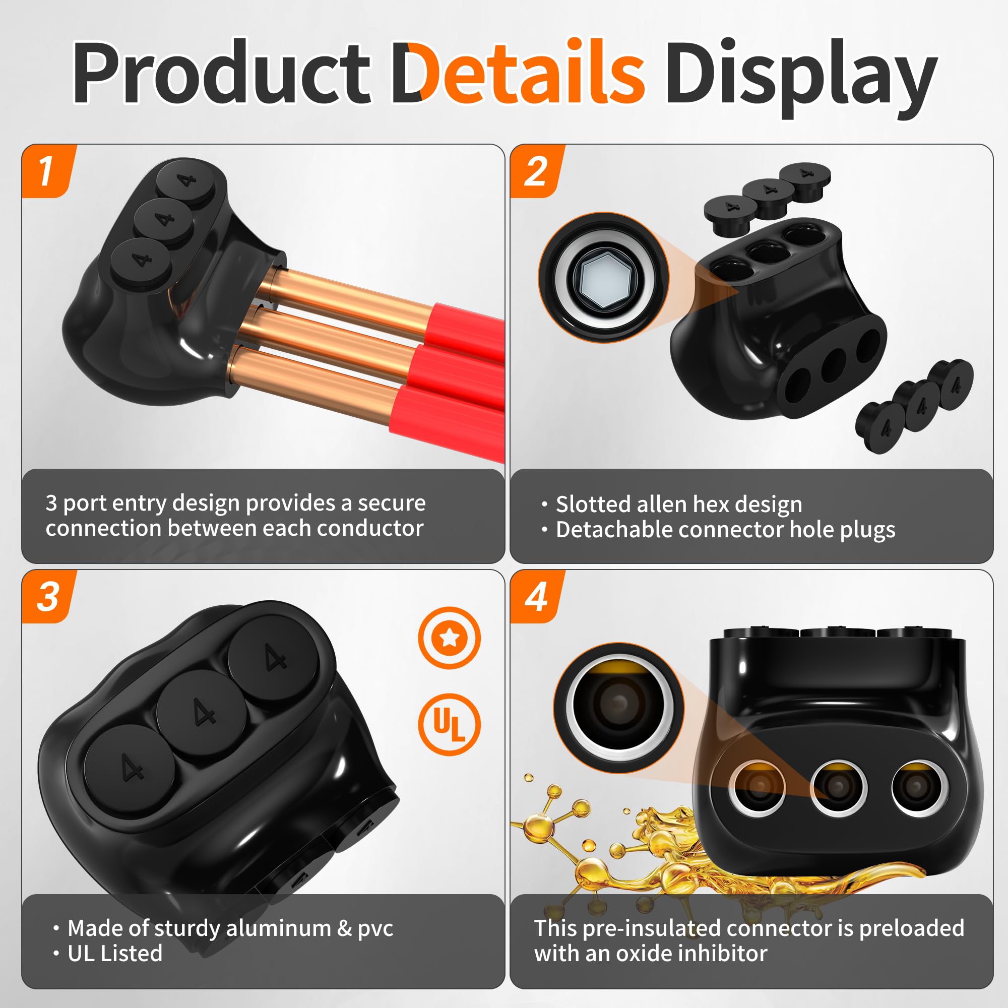 Snapklik.com : Joinfworld 3 Port Insulated Multi Tap Connector Aluminum ...