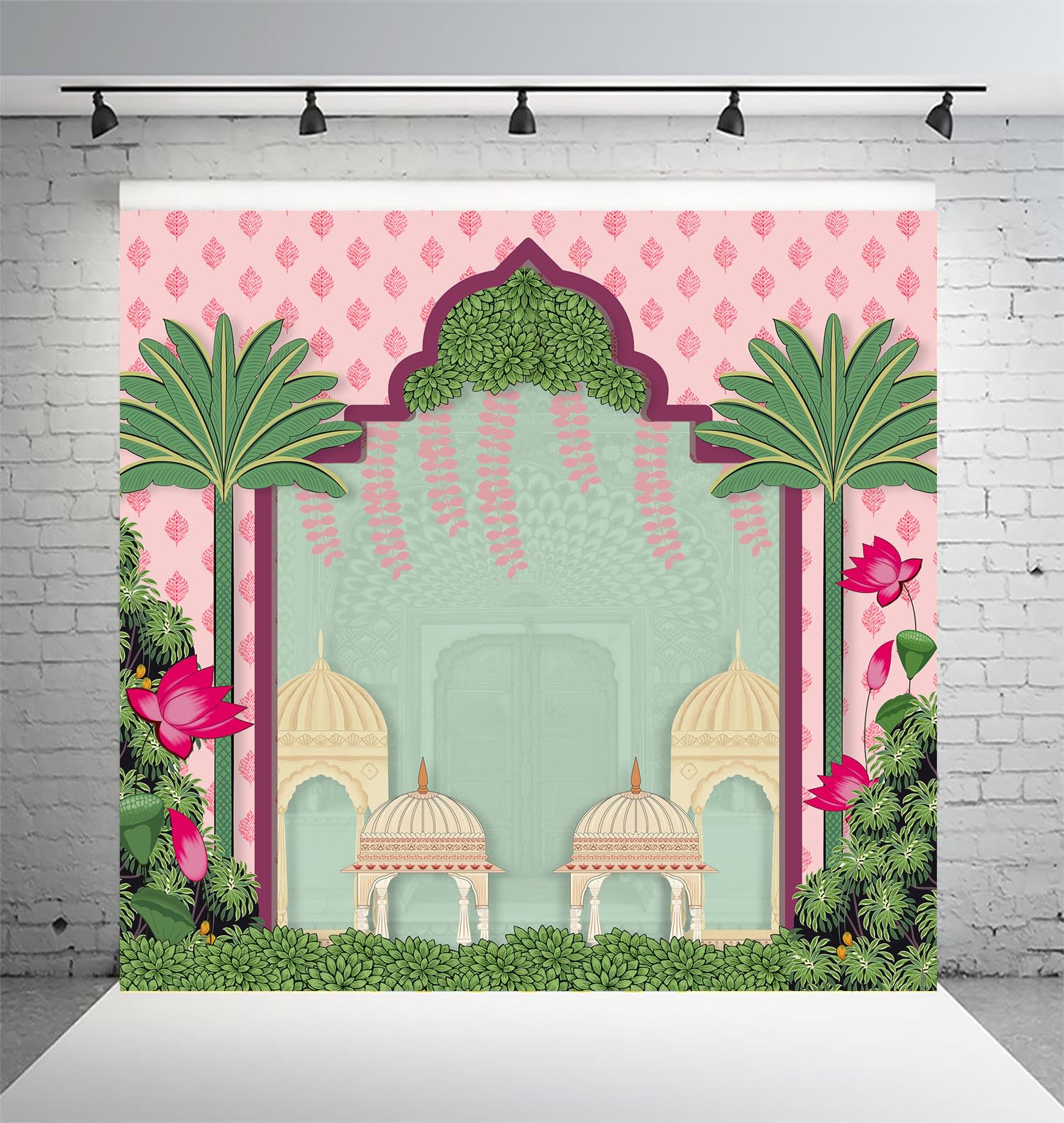 Dhara Mural Pichwai Art Printed (8FT-8FT) Backdrop Cloth for Pooja ...
