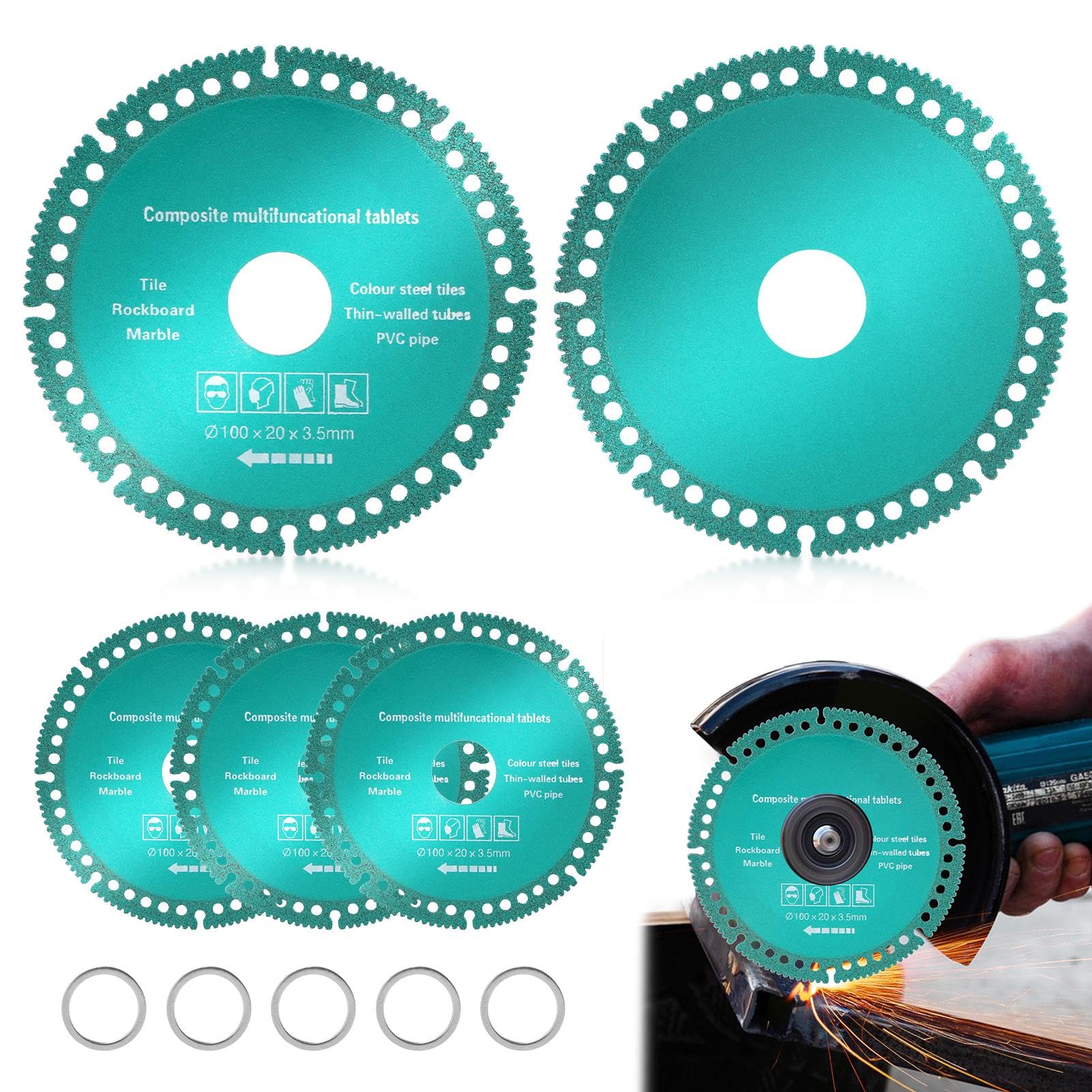 ‎5 Pack Indestructible Disc for Angle Grinder 7/8'', 4 Inch Arbor Angle ...
