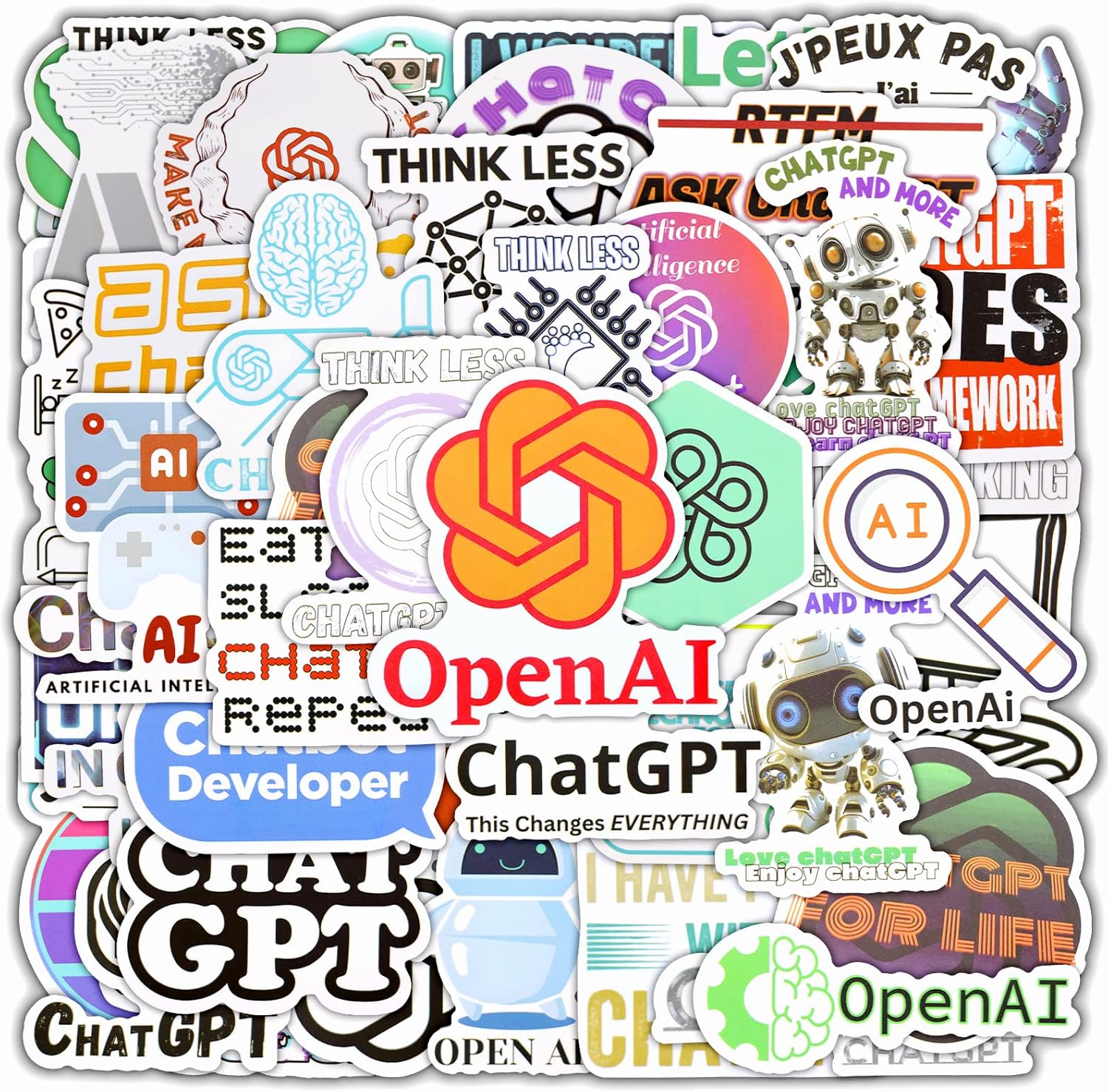 Amazon.com: Alaxciax 50PCS Open Ai Stickers, Chat Gpt Stickers Computer ...