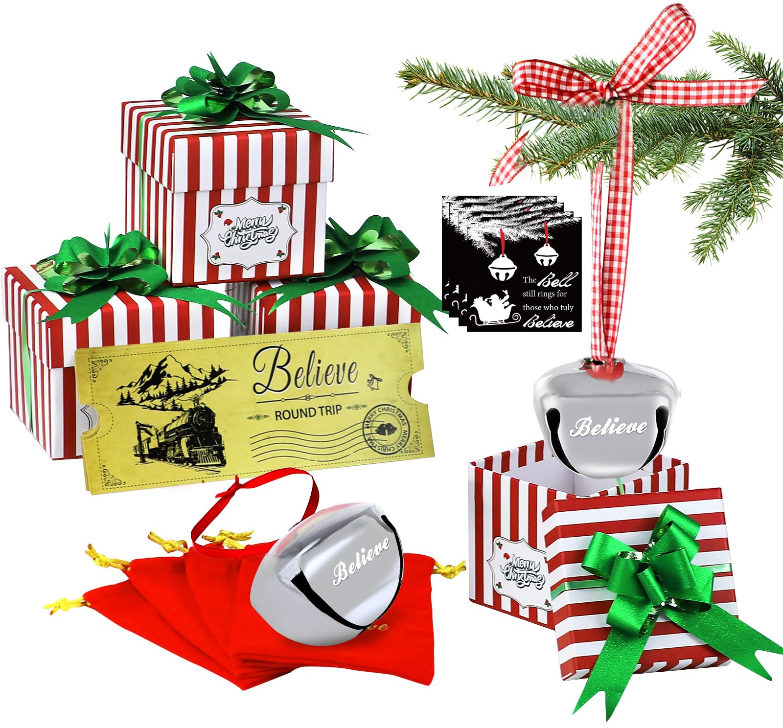 Amazon.com: 4 Pack Polar Express Decorations Gift Box, Christmas ...
