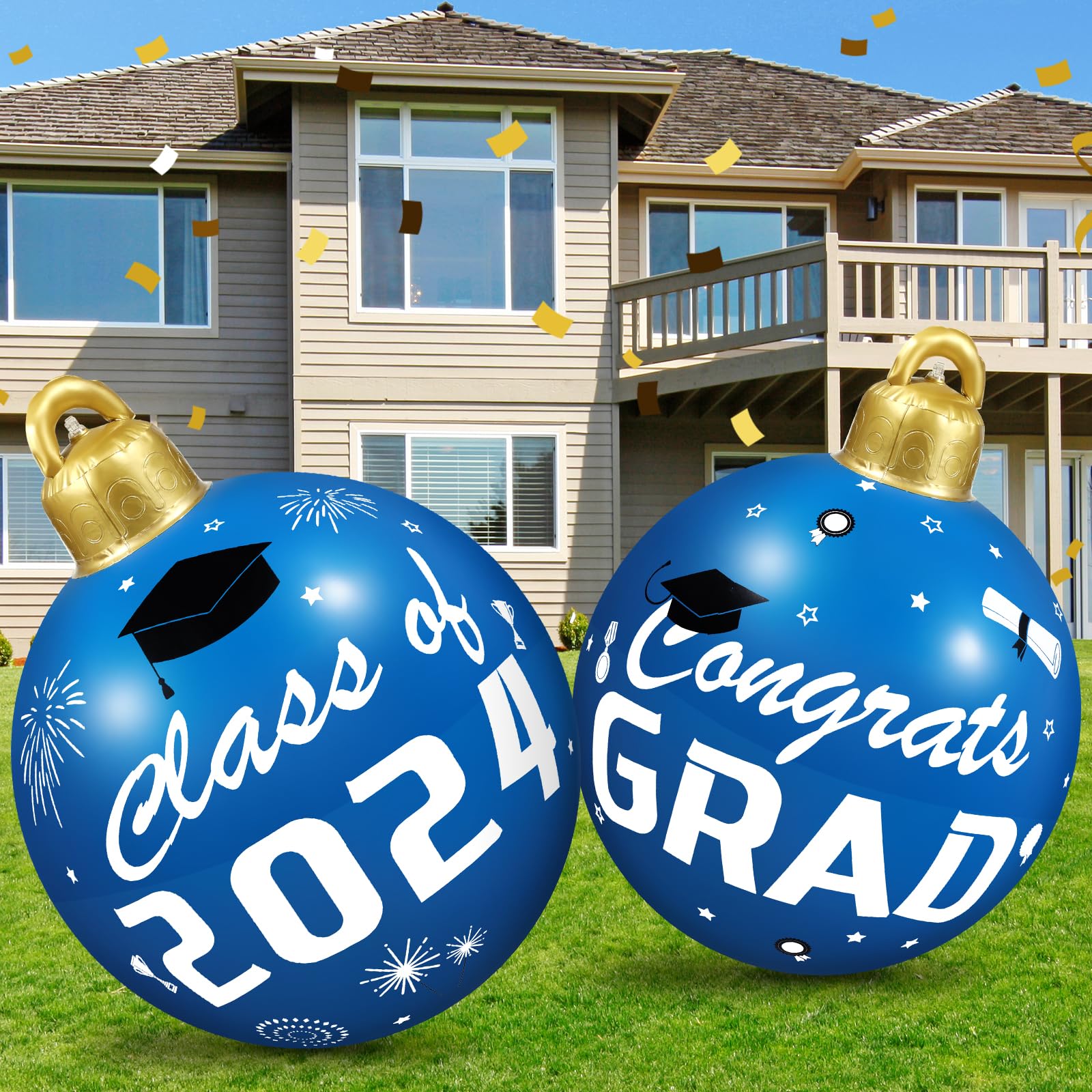 Jetec 2 Pack 24 Inch Giant PVC Inflatable Congrats Grad Balls Ornaments ...