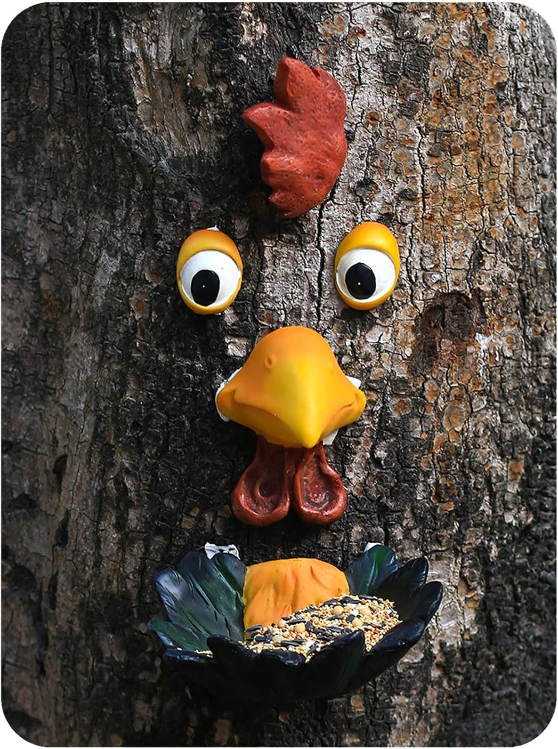 Amazon.com: Animal Tree Face Bird Feeder Outdoor, Creative Rooster Tree ...