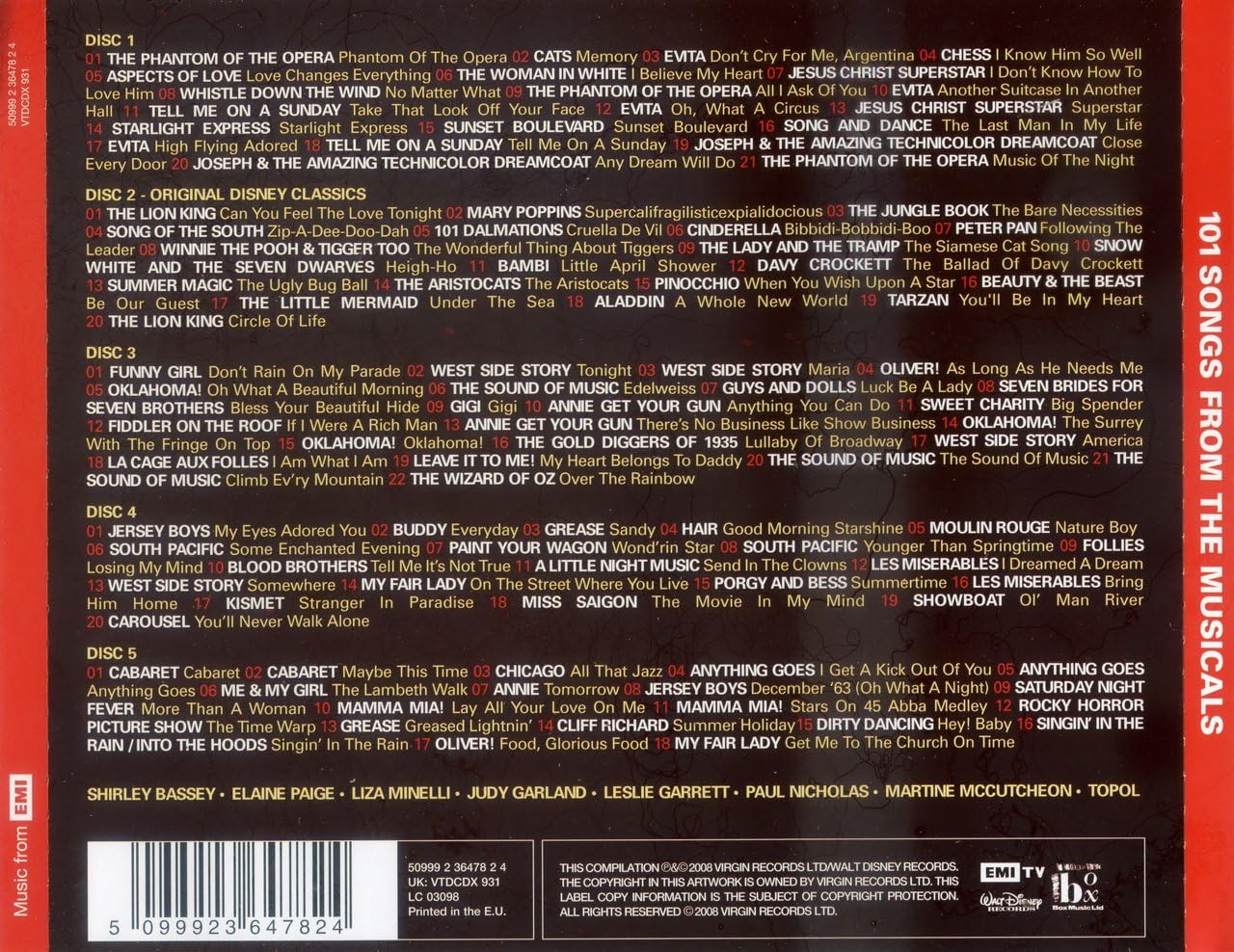 101 Songs From The Musicals by Various Artists: Amazon.co.uk: CDs & Vinyl