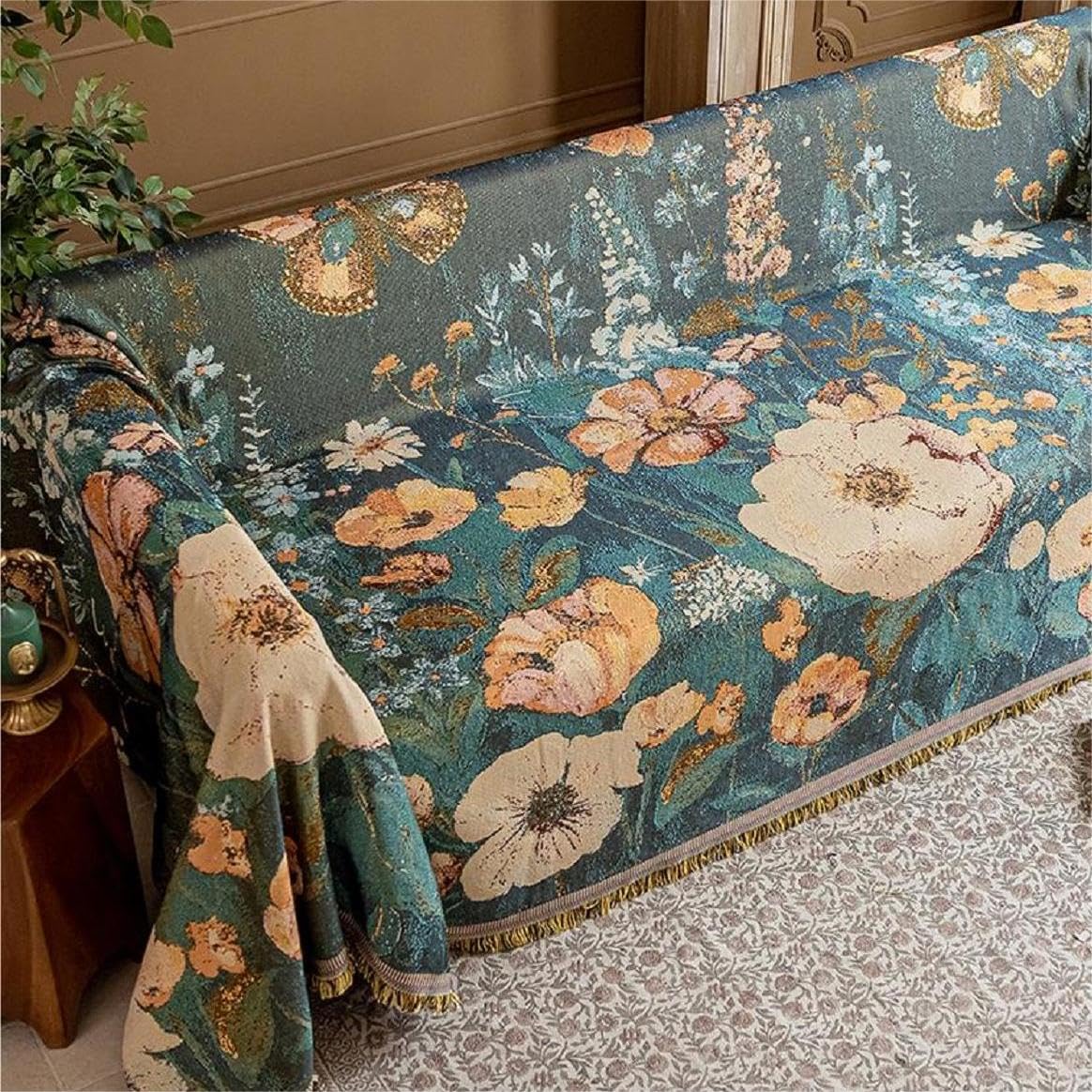 Amazon.com: Boho Couch Cover for 3 Cushion Sofa,Colorful Floral Vintage ...