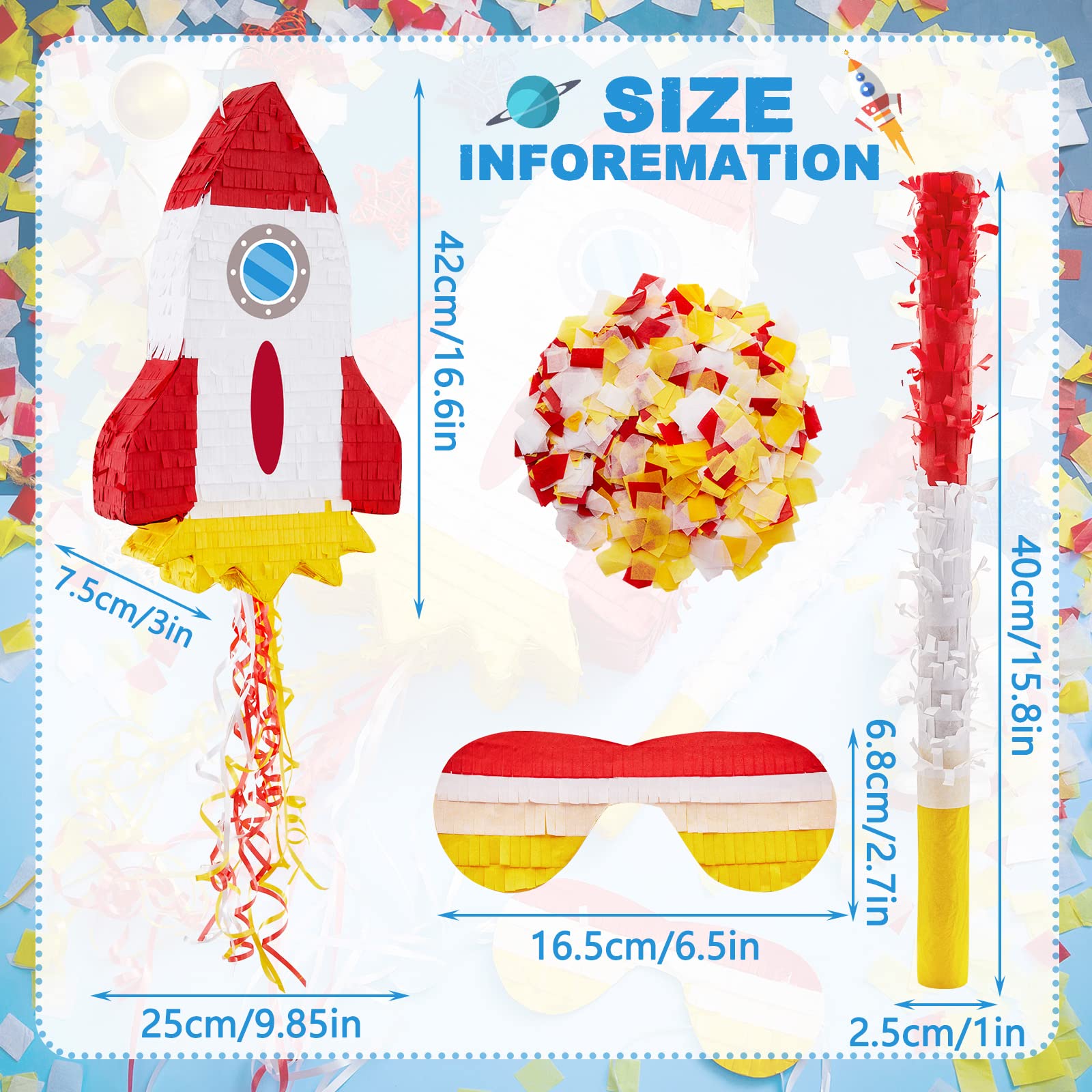 Rocket Ship Pinata 16.5 x 10 x 3 Inch Space Themed Party Supplies ...