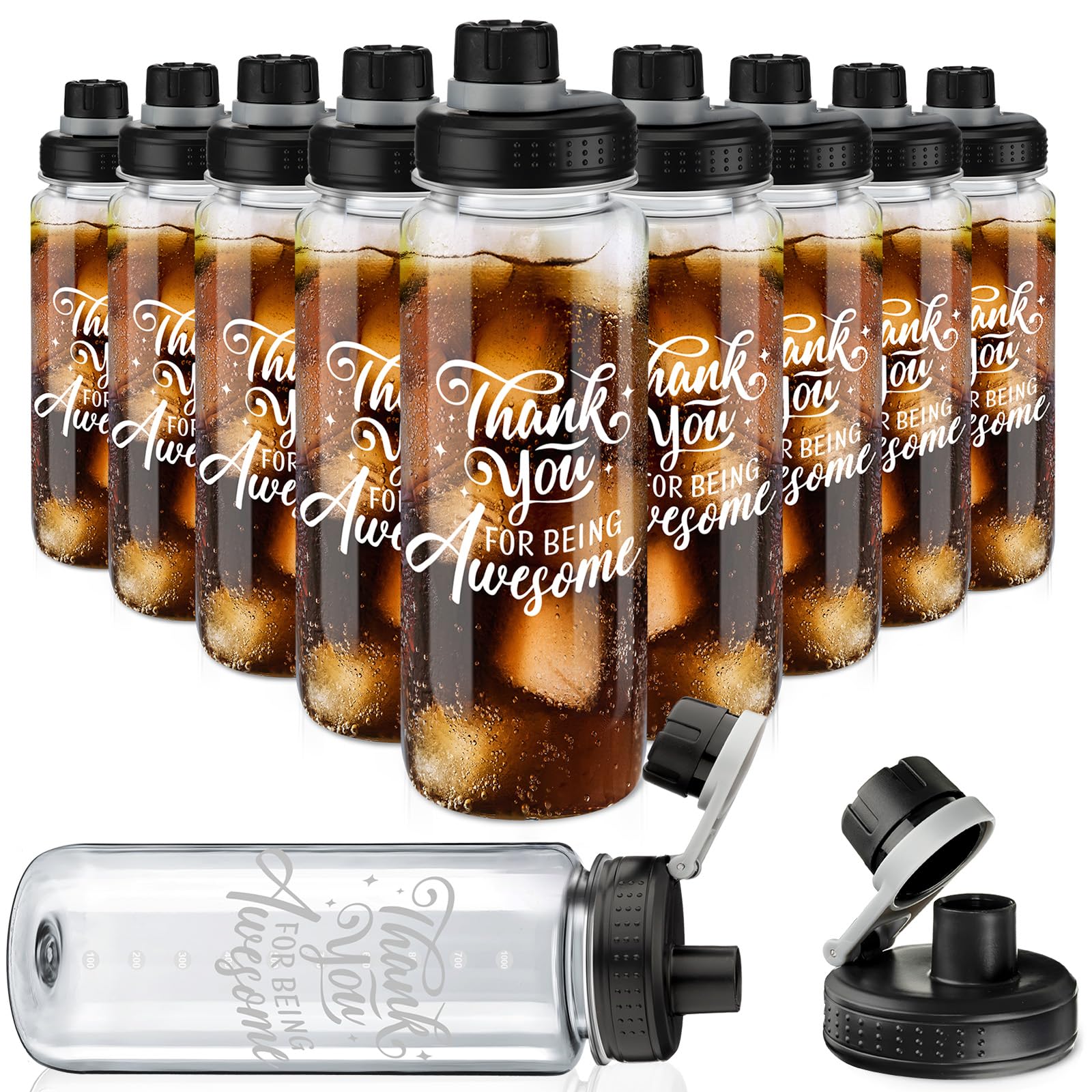 Sunnyray 10 Pcs Thank You Appreciation Gifts Plastic Water Bottles Set ...