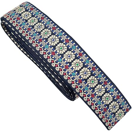 Amazon.com: Boho Jacquard Ribbon Floral Ribbon 5 Yards Blue Embroidery ...