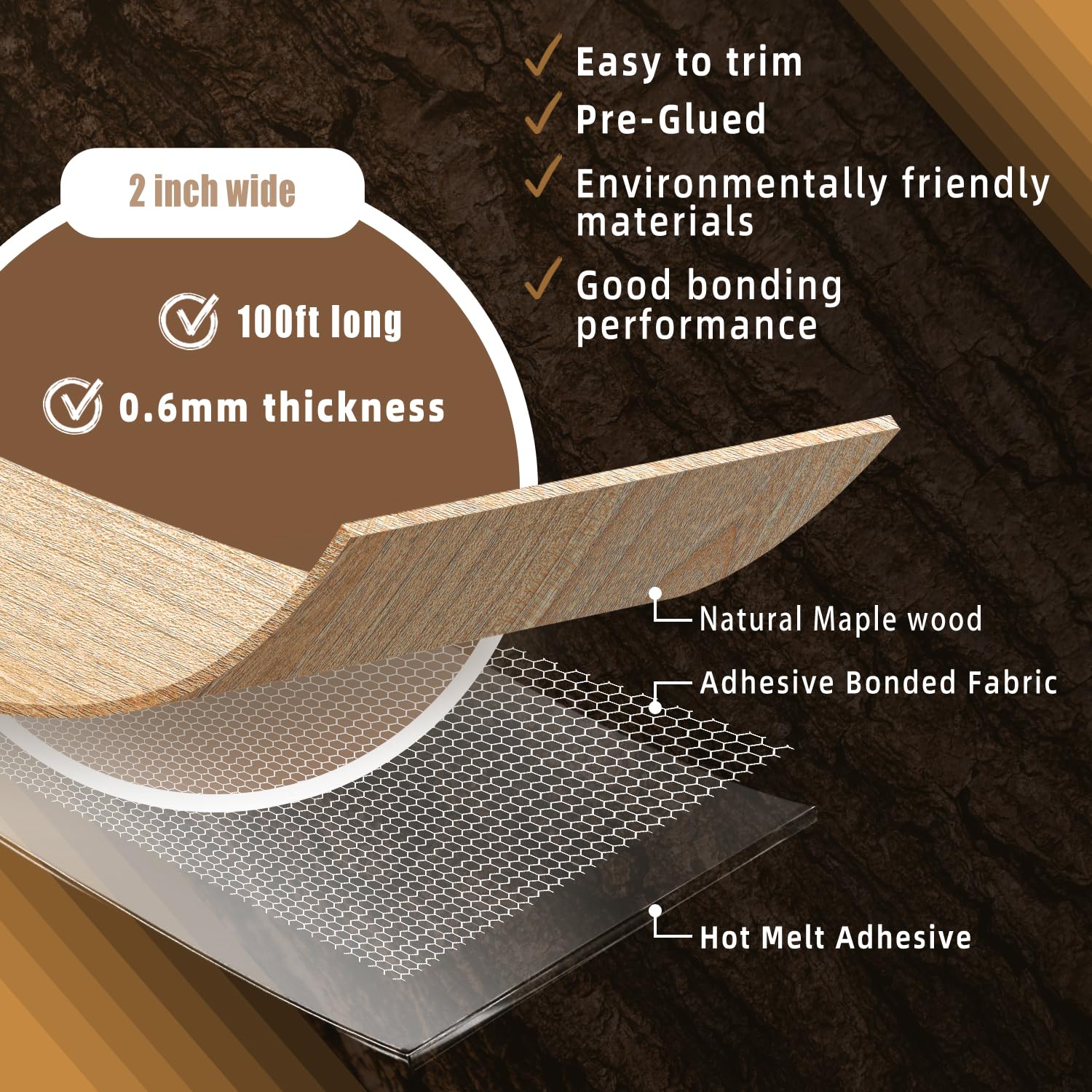 Snapklik.com : Maple Edge Banding, 2 Inch X 100ft Wood Edge Banding Pre ...