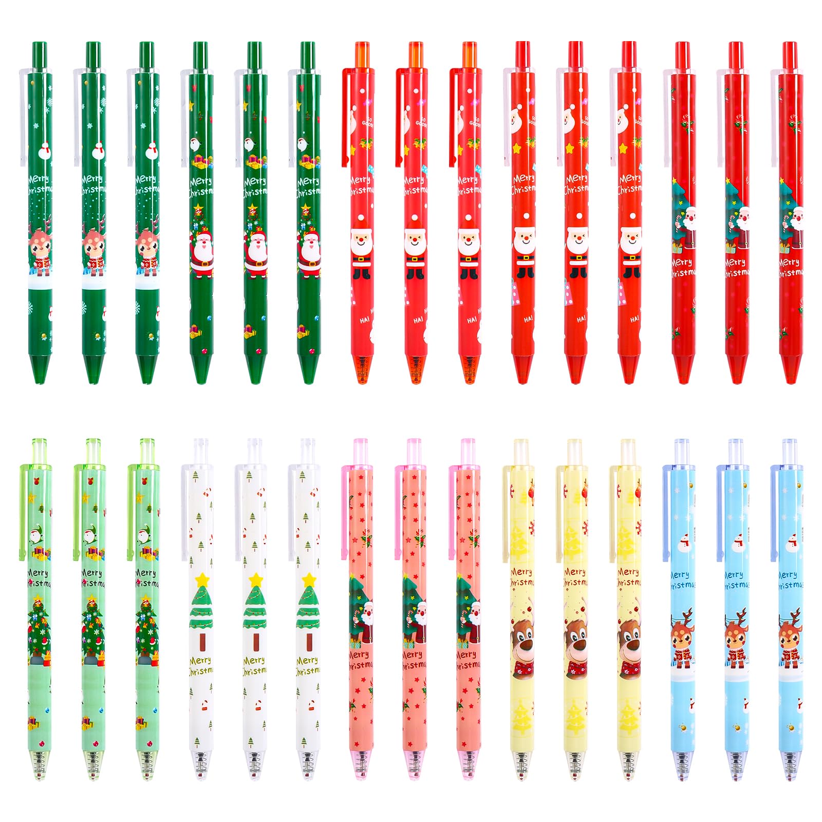 Amazon.com : FUSHENMU 30 Pcs Christmas Pens Christmas Retractable Pen ...