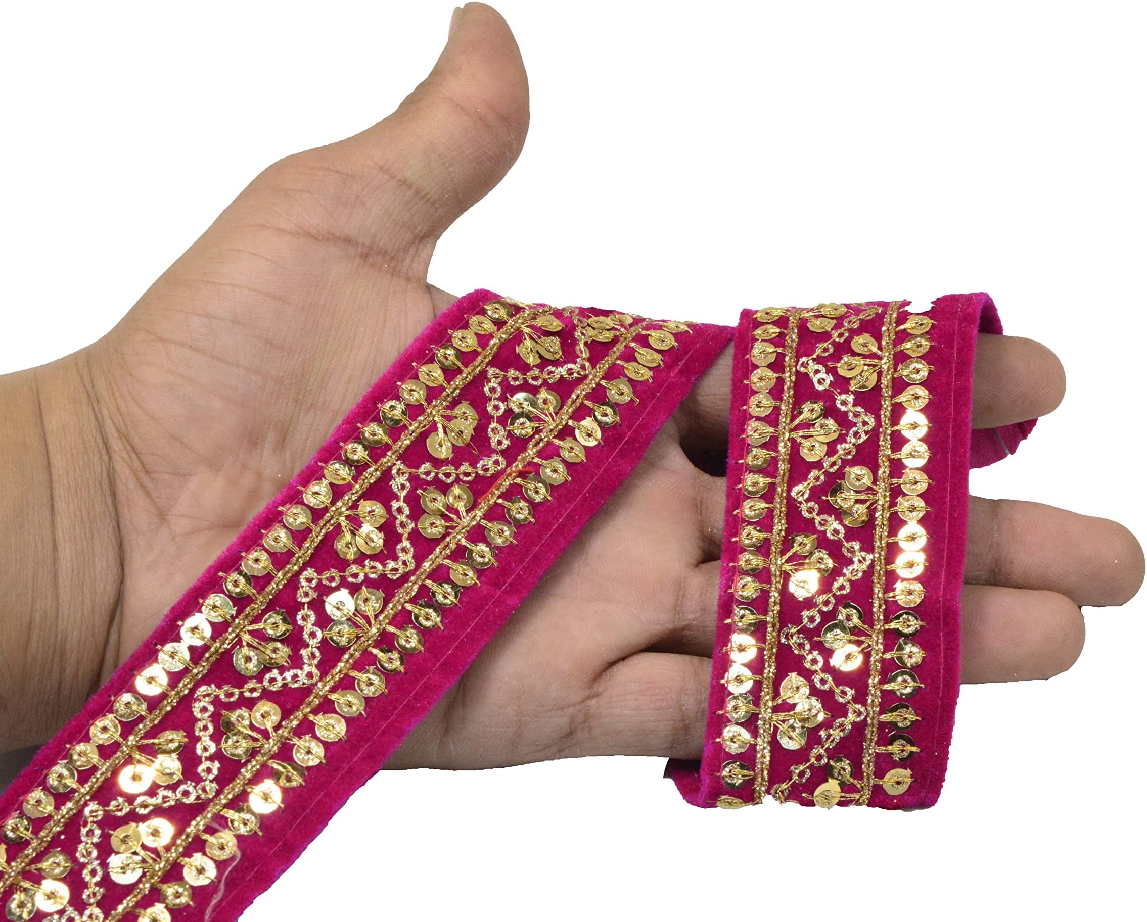 HPGM Golden Gota Border Lace 4 cm Wide Roll of 16 mtrs. Pack of 2 ...