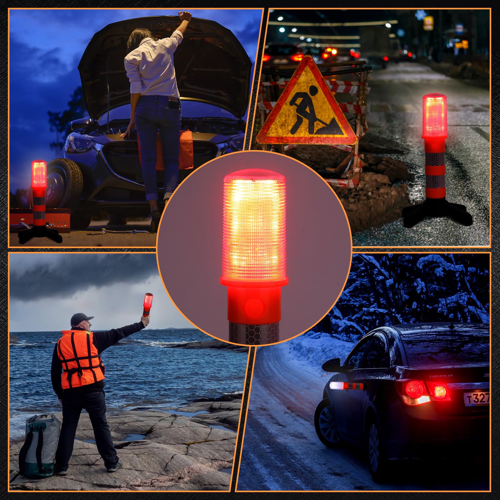 Snapklik.com : Leumoi 12 Pcs Emergency LED Road Flares Kit Safety ...