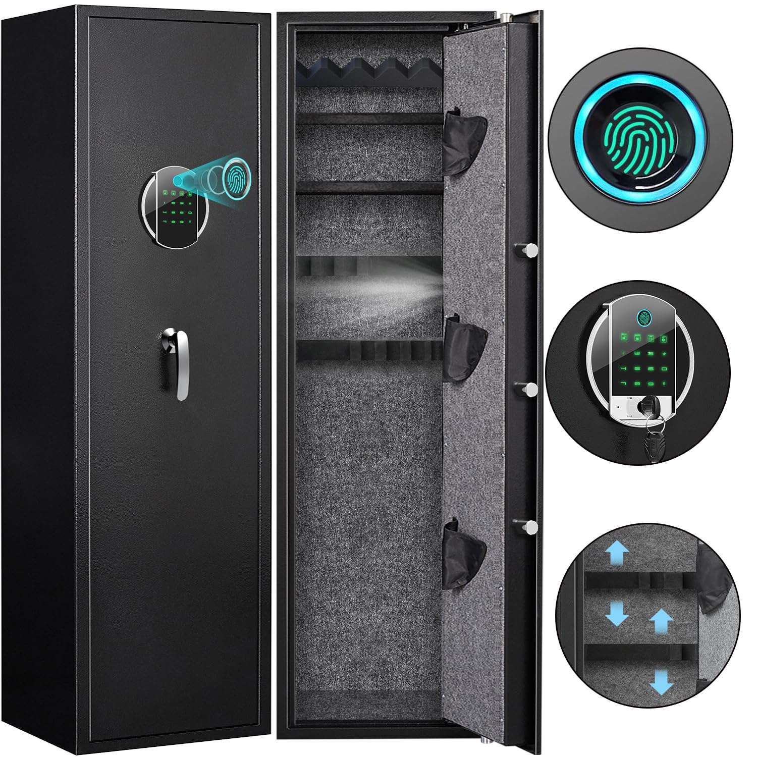 Amazon.com: Riflevault 5-6 Gun Safe, 57" Larger and Deeper Biometric ...