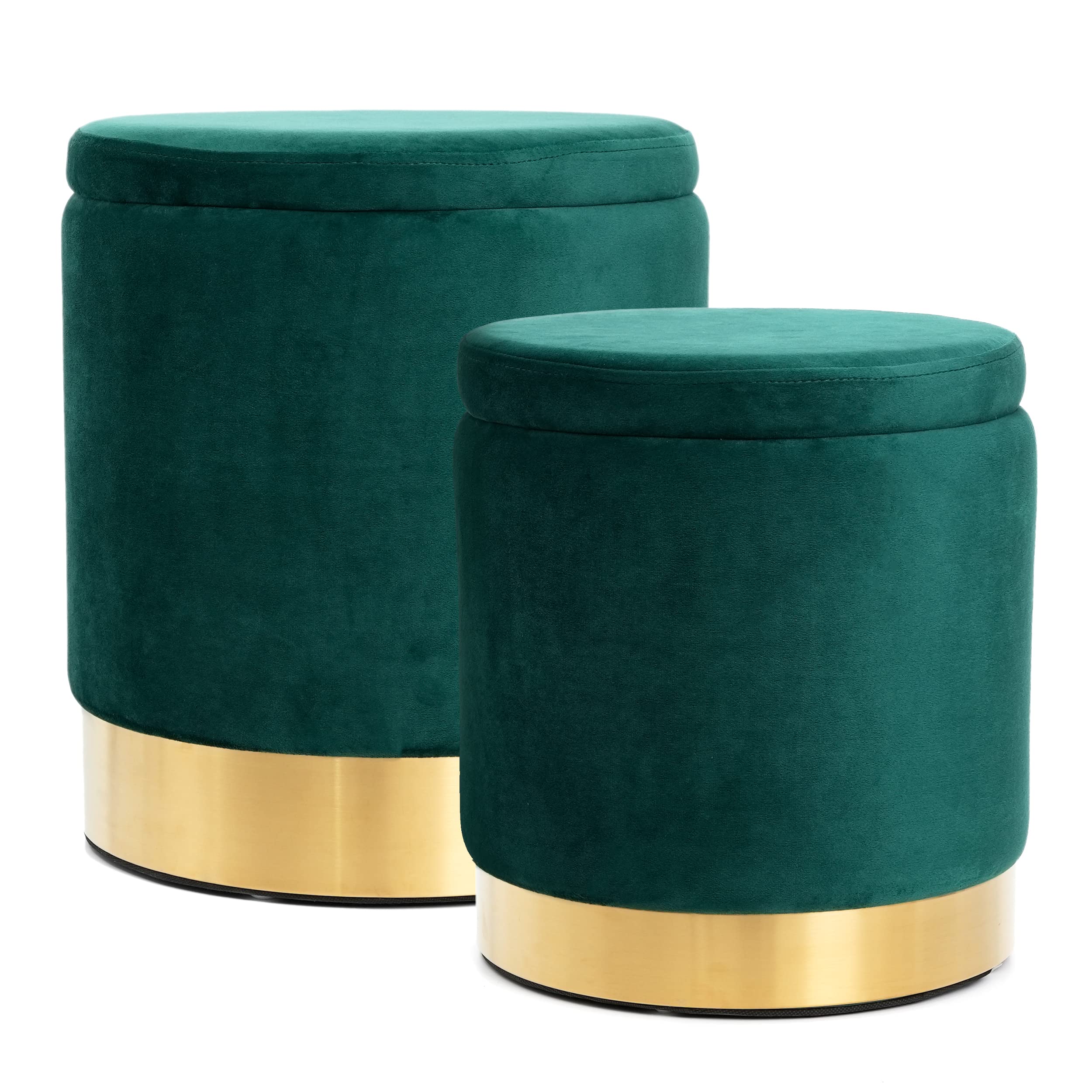 Amazon.com: BRIKY Round Storage Ottoman, Green Velvet Ottoman with ...