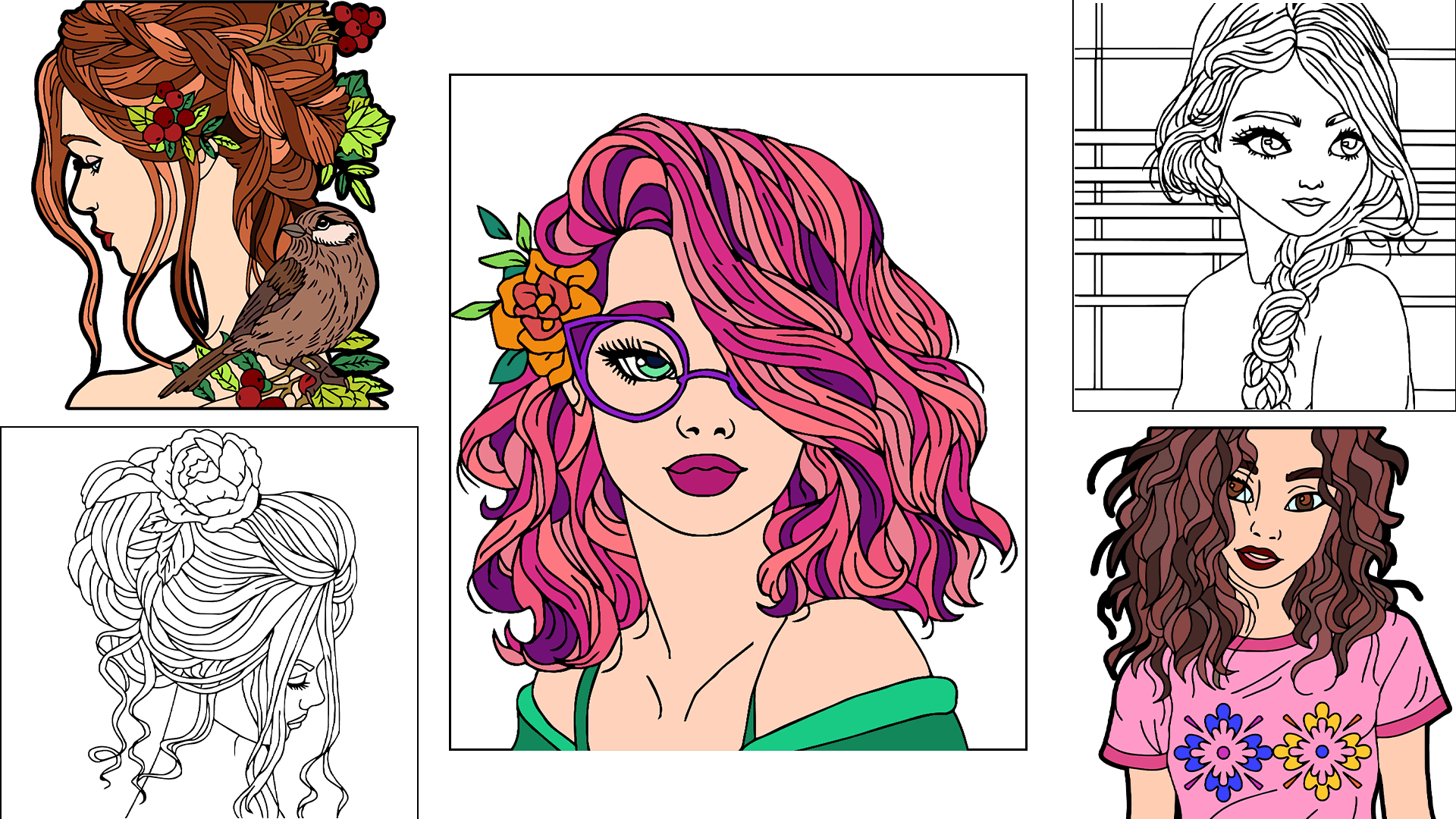 Aplicación Hairs Color by Number - Girls Paint + Glitter + Crayon + Oil ...