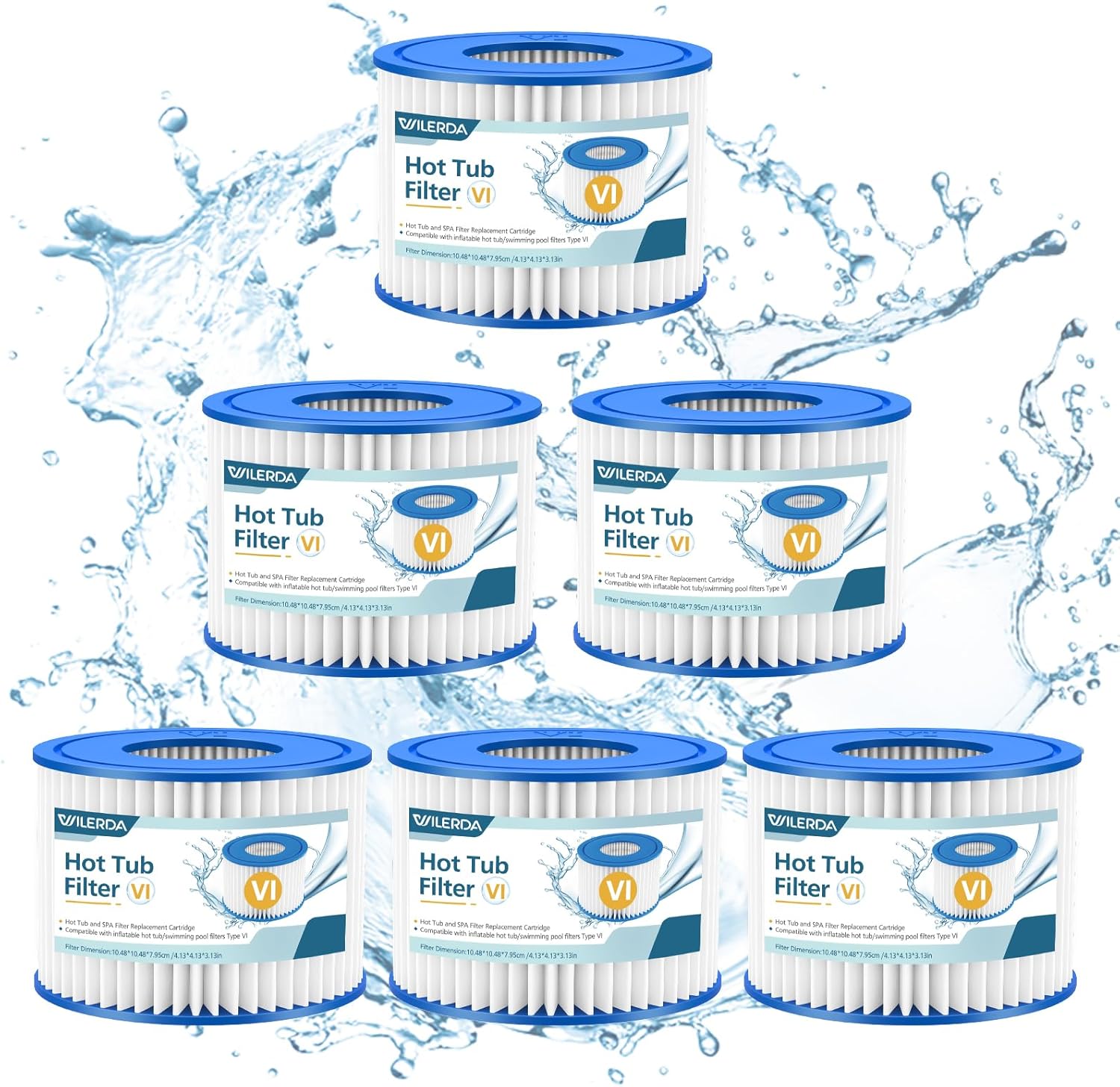 Amazon.com : WILERDA 6 Pack Type VI Hot Tub and SPA Filter Replacement ...