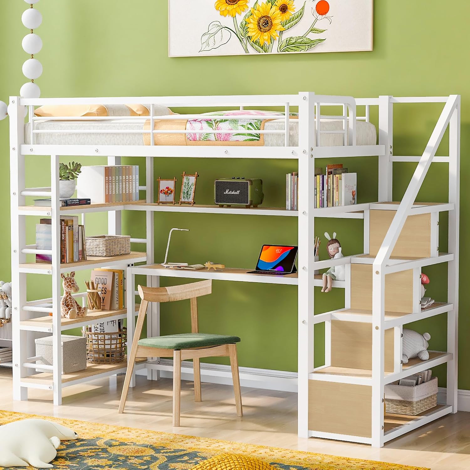 Amazon.com: Harper & Bright Designs Twin Size Metal Loft Bed with ...