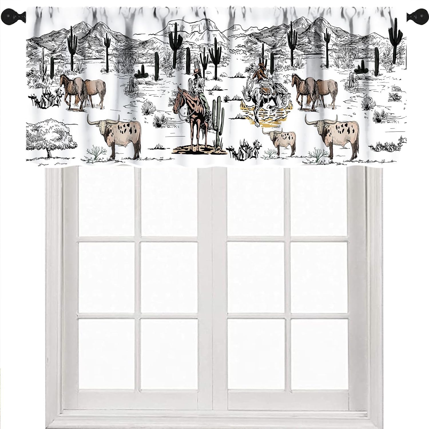 Amazon.com: Western Window Valance,Farmhouse Country Wild West Cowboy ...